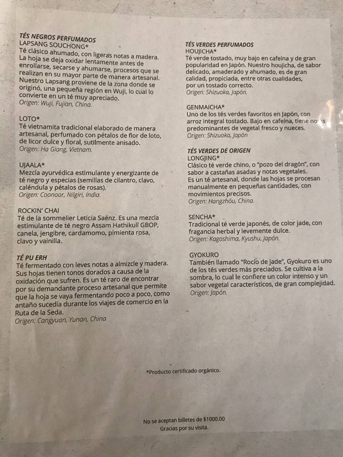 Carta de Café Ruta de la Seda, Ciudad de México, Aurora 1