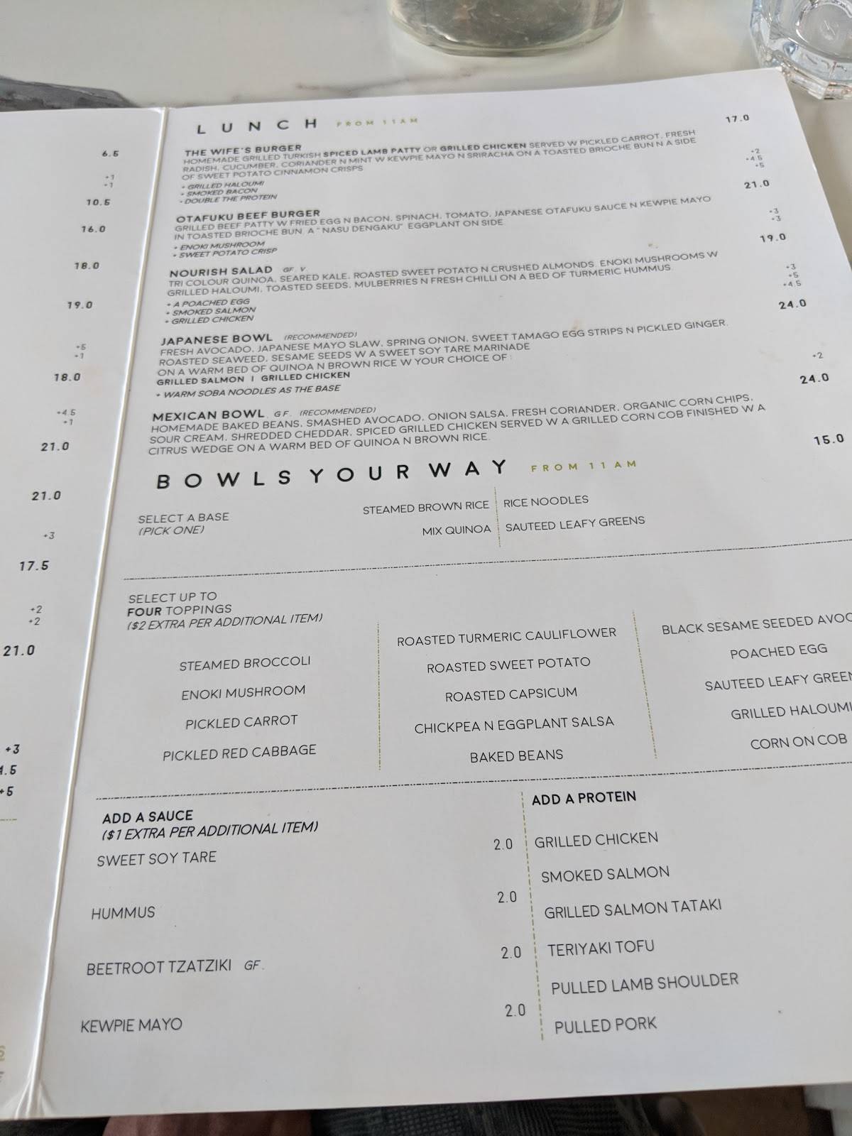 Menu at Second Wife cafe, Box Hill