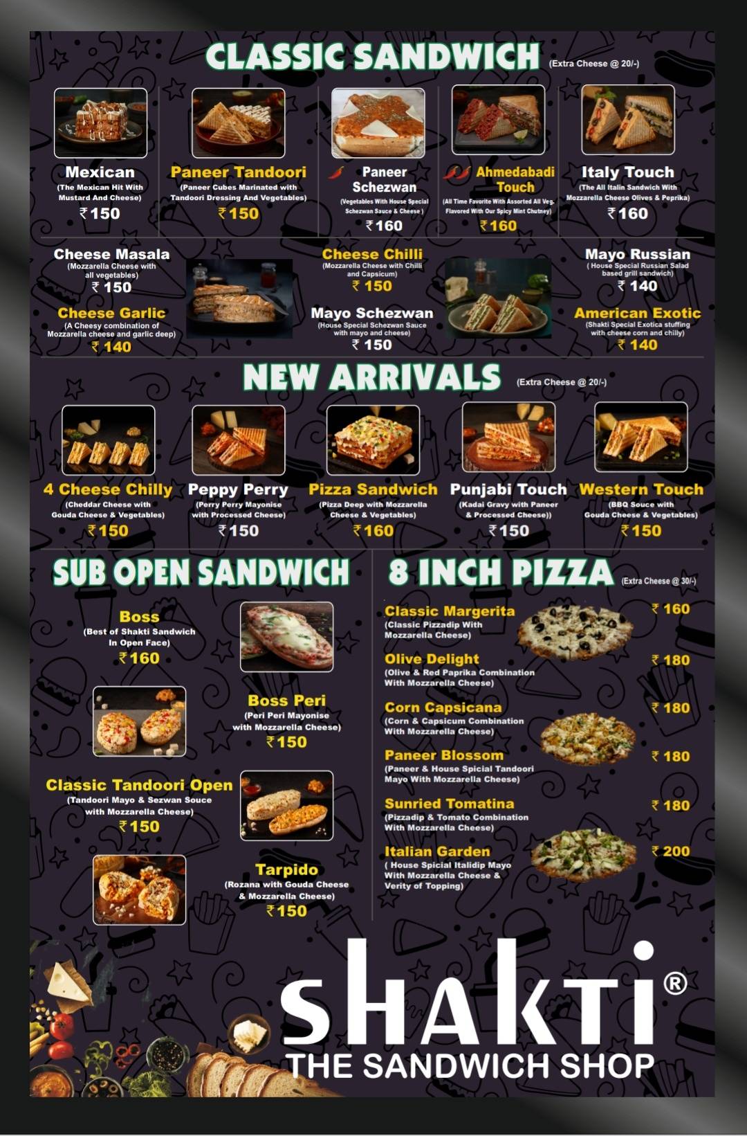 Menu at Shakti Sandwich, Mehsana