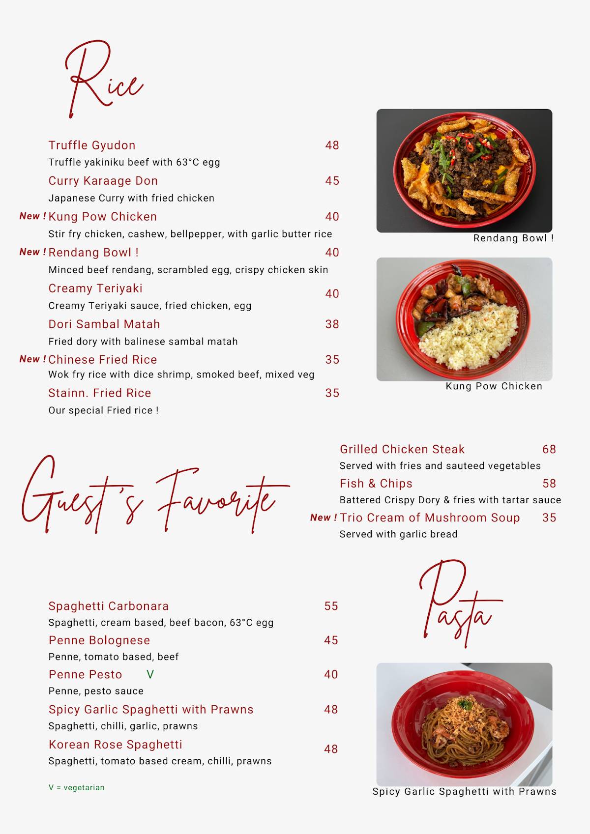 Menu at Stainn Cafe, Batam