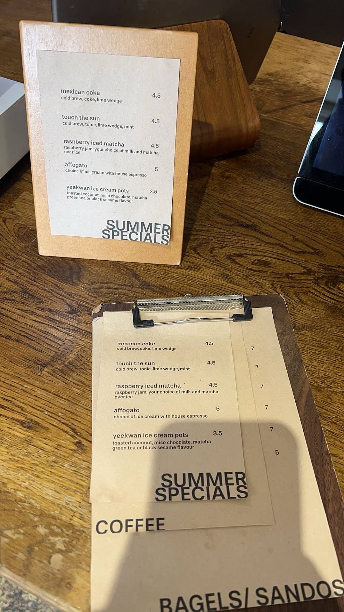 Menu at Steam Yard cafe, Sheffield
