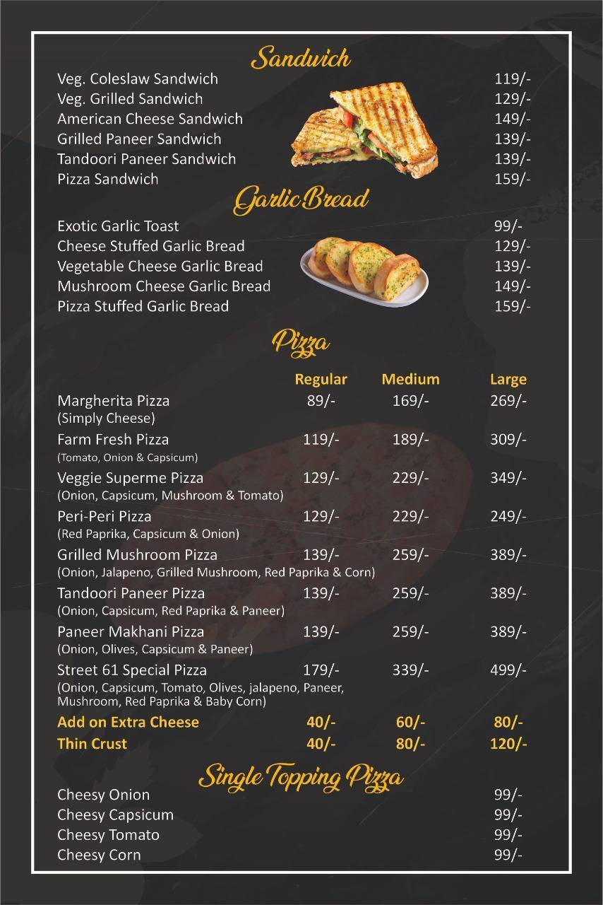 Menu at Café Street 61, Faridabad, Plot No: 61