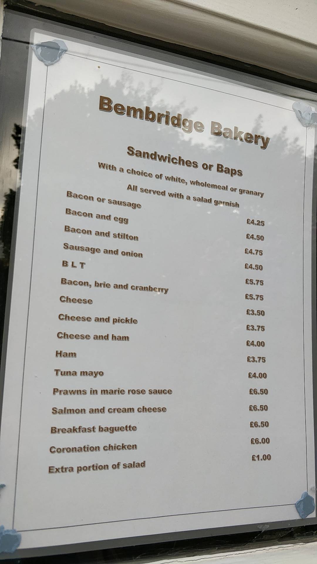 Menu at Hot box bakery bembridge, Bembridge