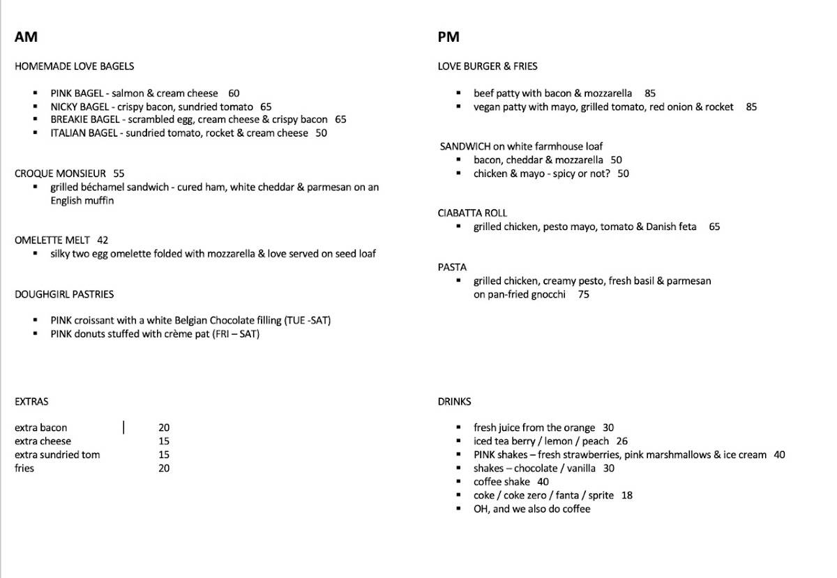Menu at The Coffee Tree cafe, Durban, 298 Cato Rd