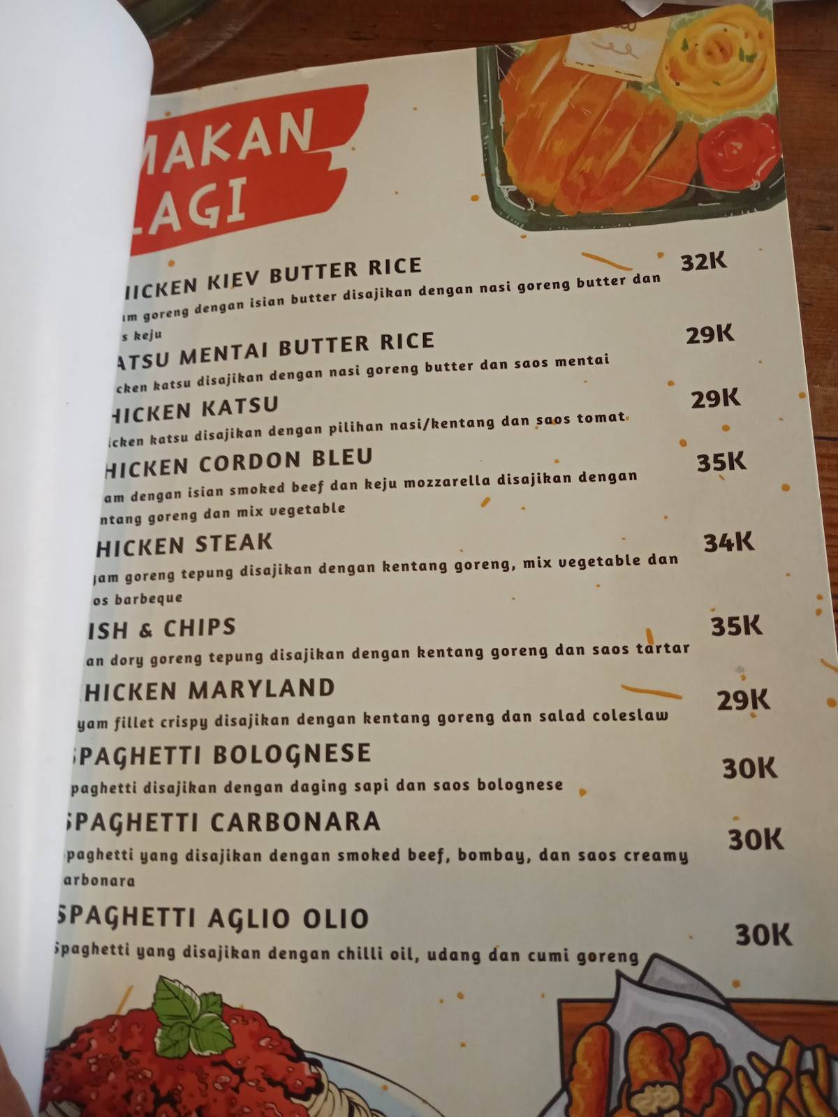Menu at The Sunday Café cafe, Purwakarta