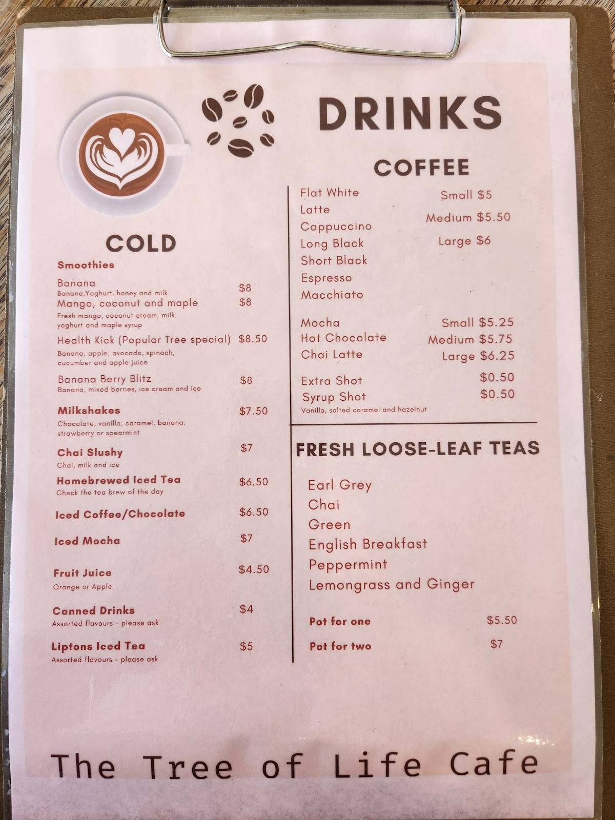 Carta de Tree of Life Cafe, Mandurah