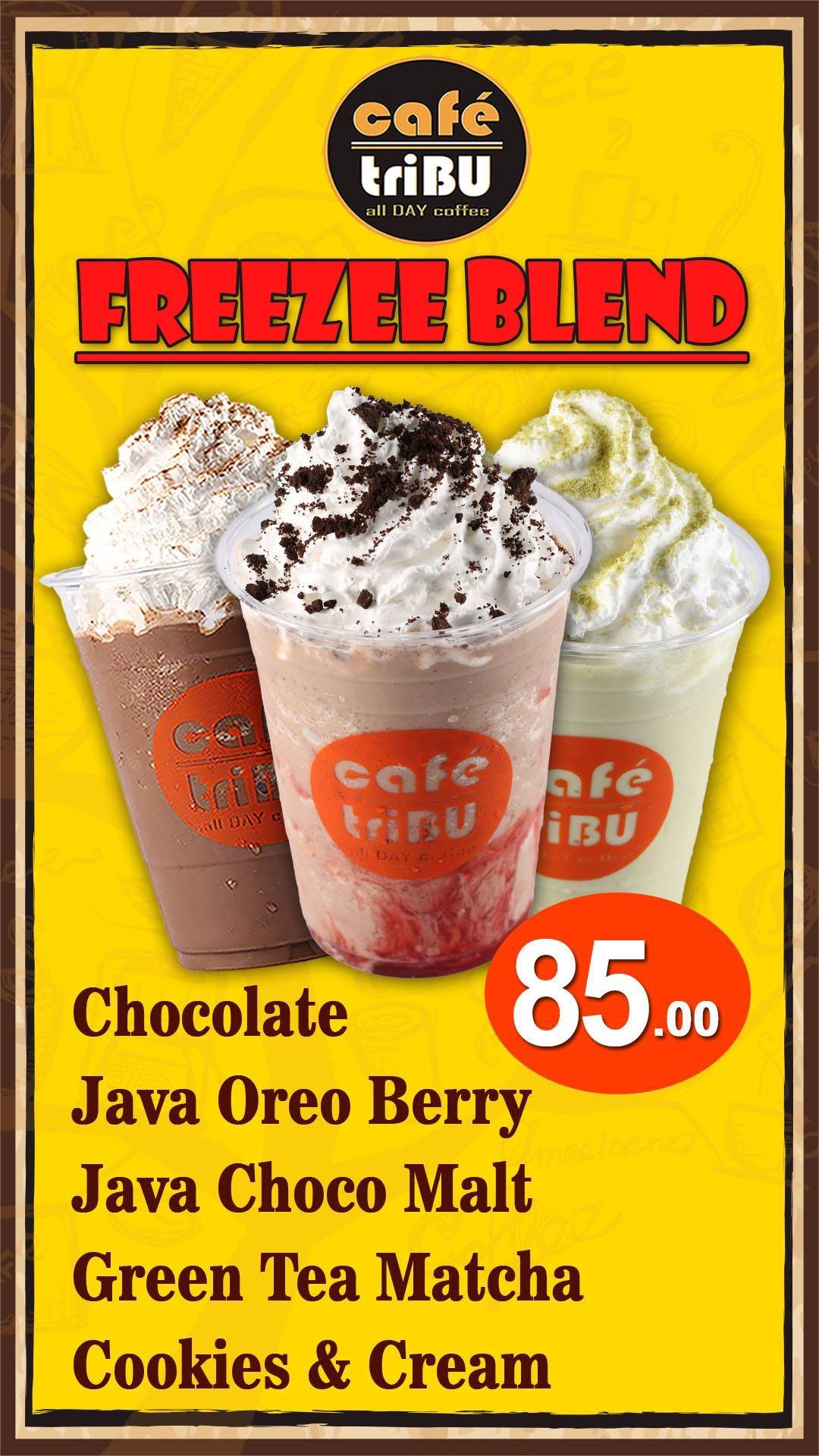 Carta de Cafe Tribu Bedrock Place, Ciudad Quezon