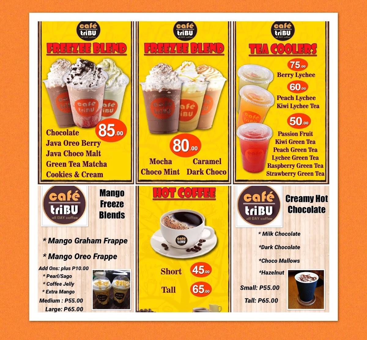 Carta de Cafe Tribu Bedrock Place, Ciudad Quezon
