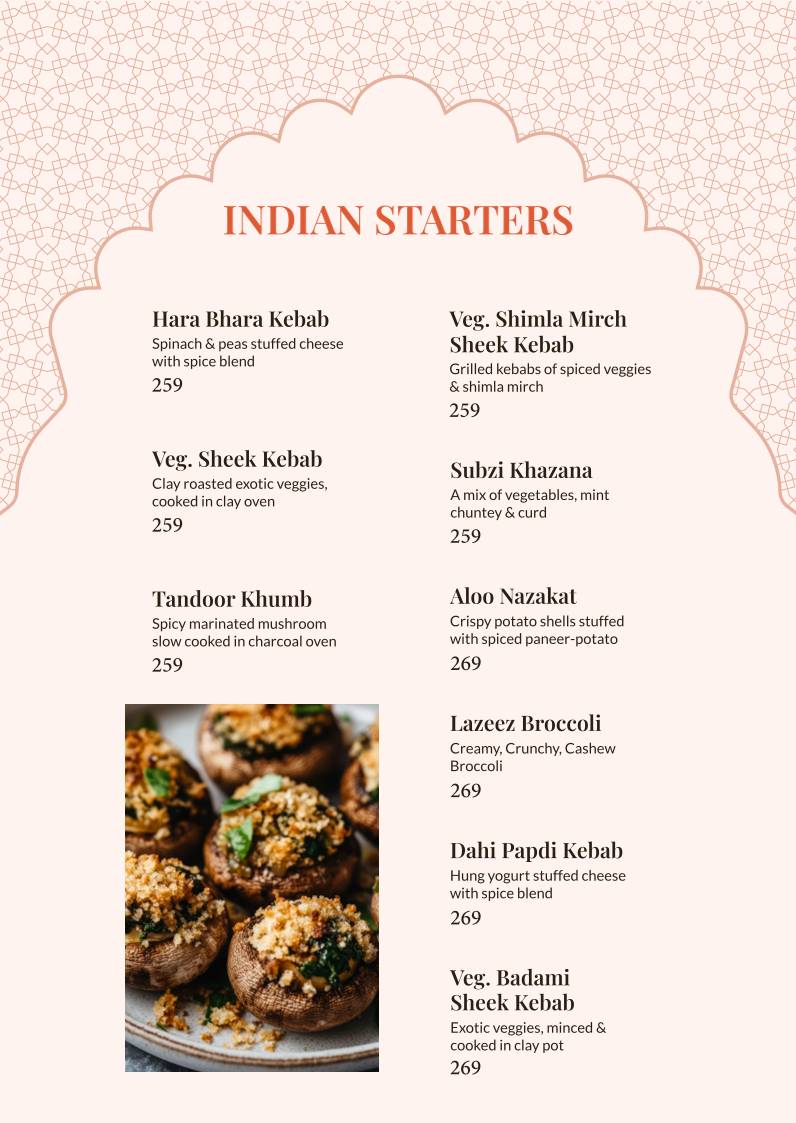 Menu at Cafe Varanasi, Coimbatore