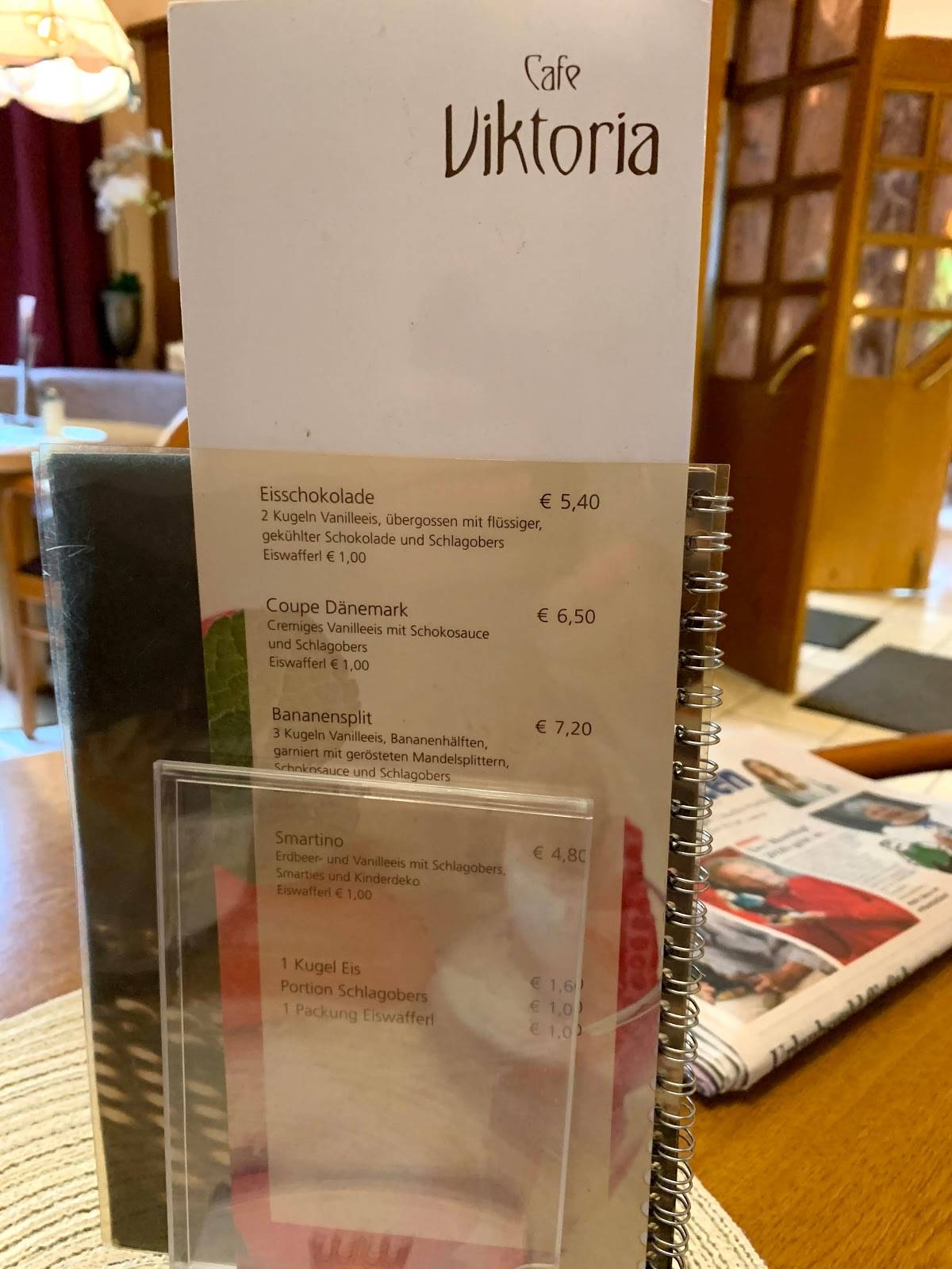 Speisekarte von Cafe Viktoria, Bad Schallerbach