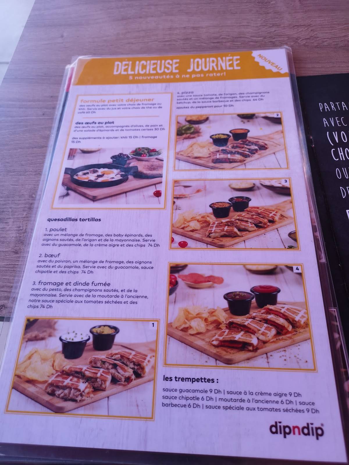 Menu au dipndip Marrakech café, Marrakech, Av. Moulay El Hassan
