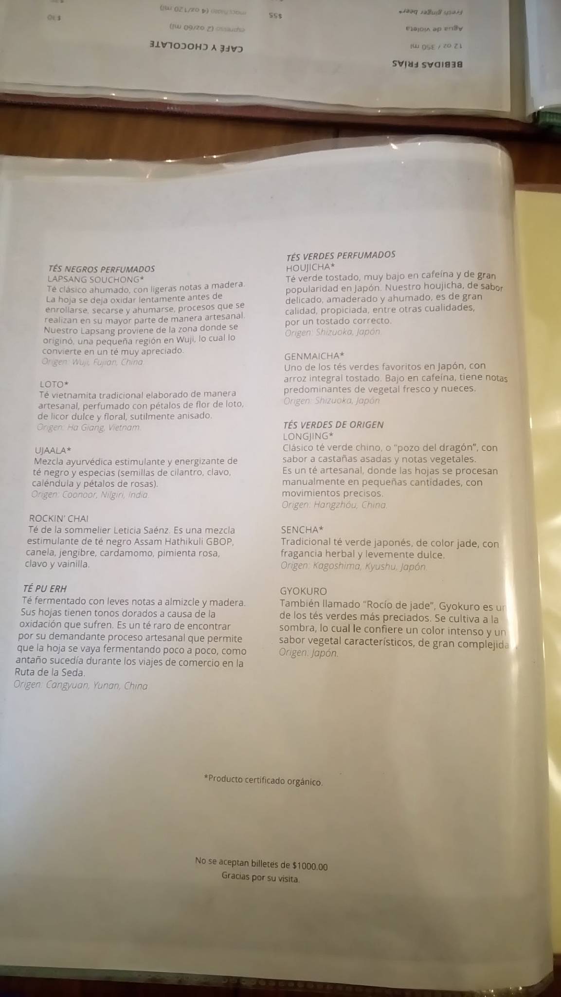 Carta de Café Ruta de la Seda, Ciudad de México, Aurora 1