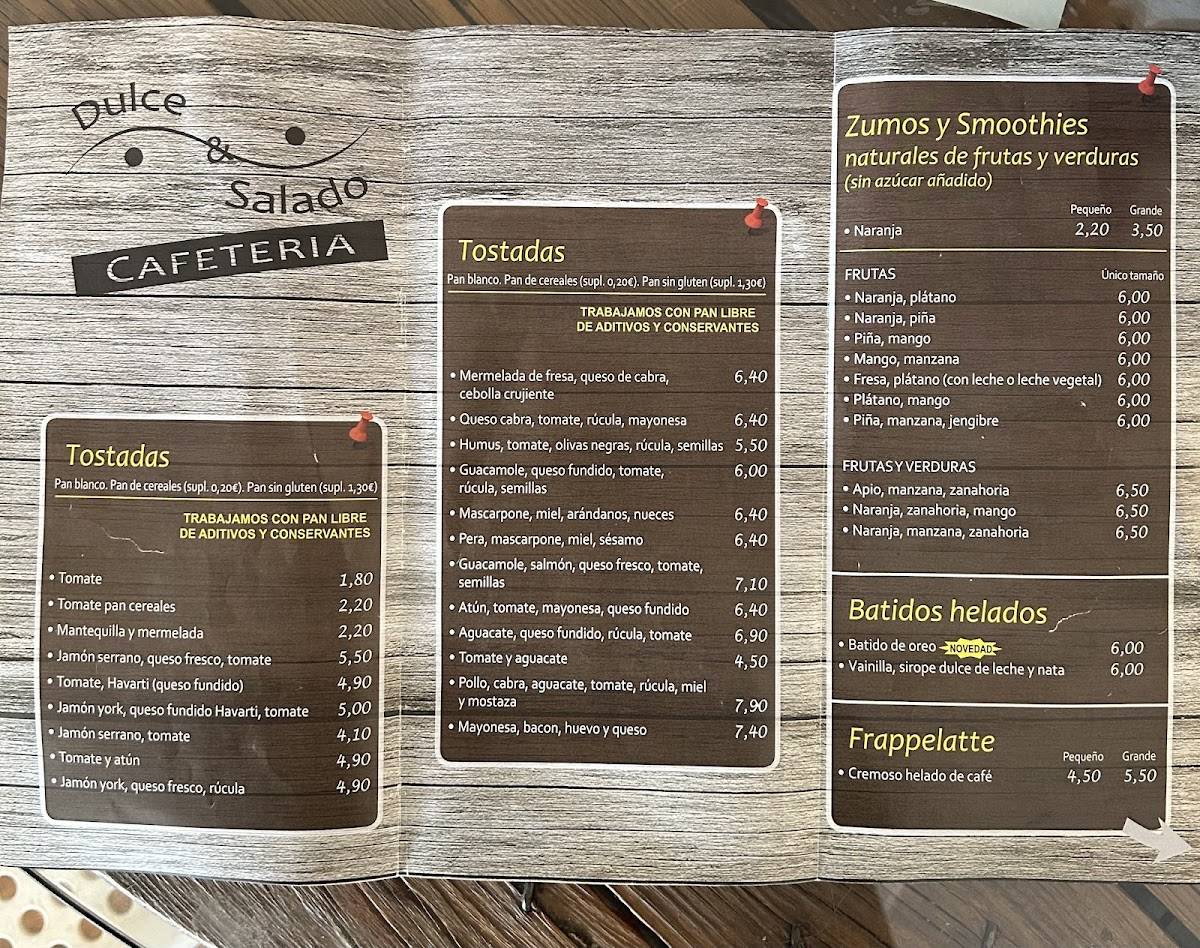 Carta de Cafetería Dulce y Salado, Cañada