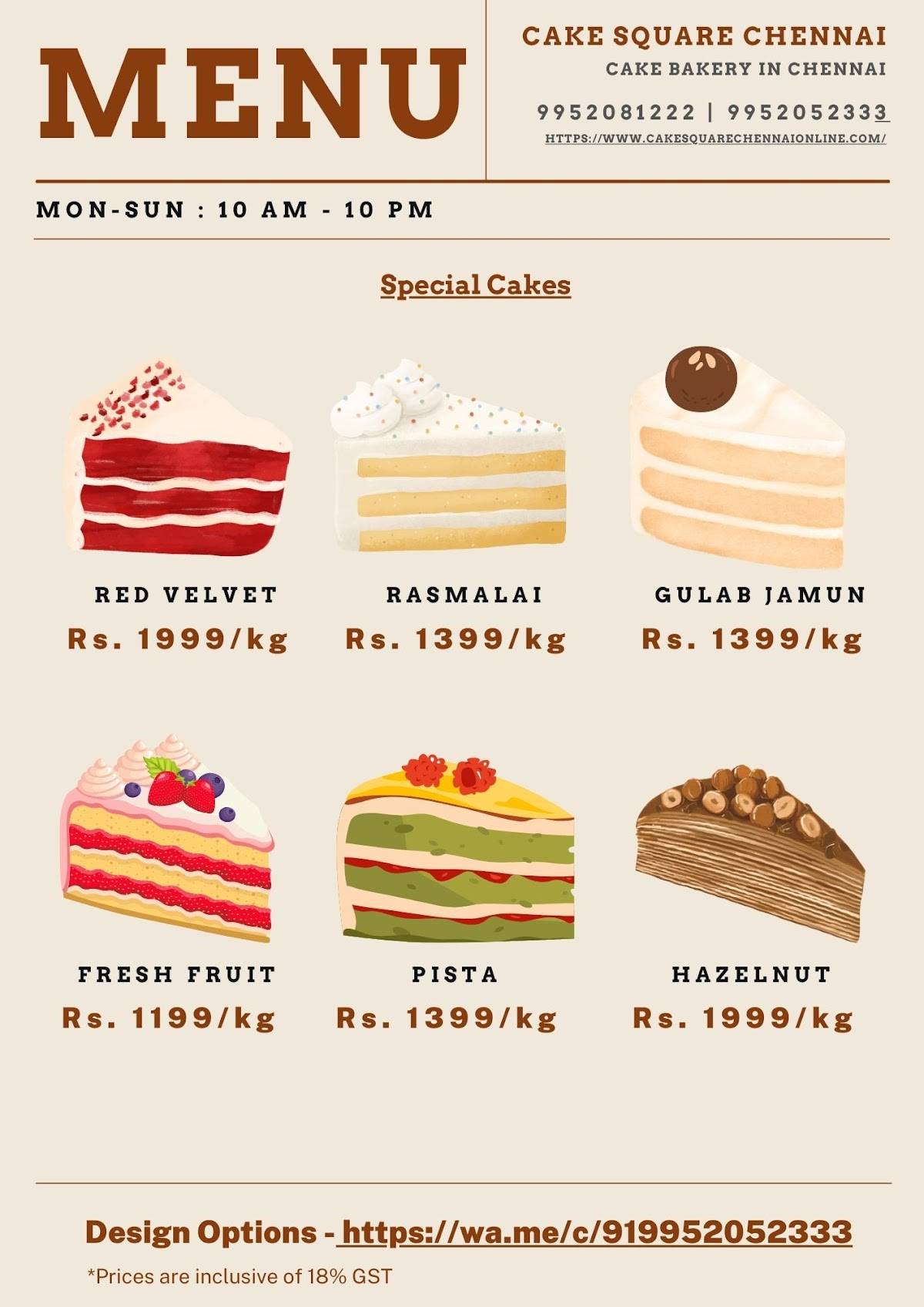 Menu at Cake Square Triplicane-Cake Shop & Birthday Cake-wedding cake ...