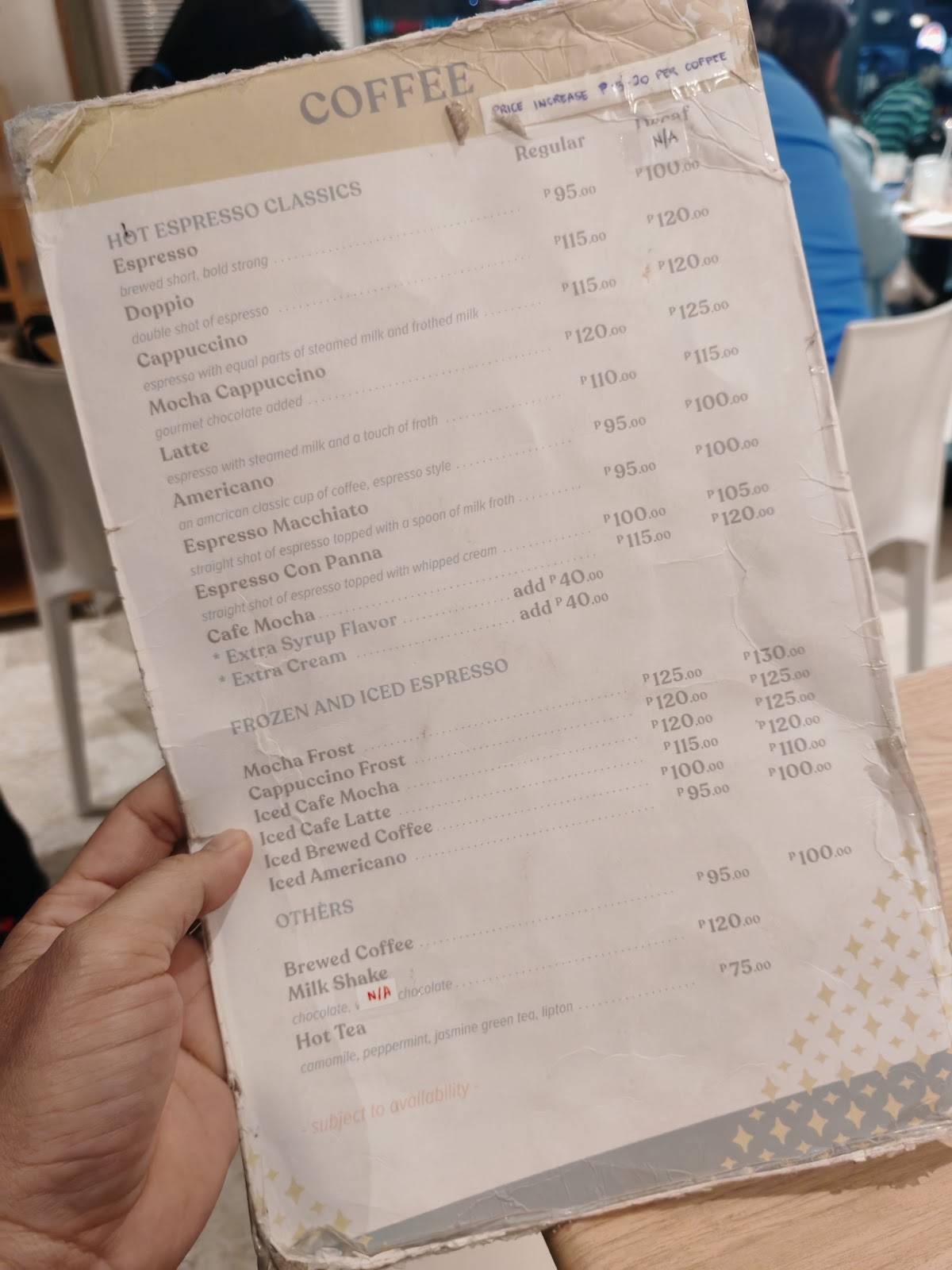 Menu at Calea Pastries & Coffee cafe, Bacolod, Balay Quince