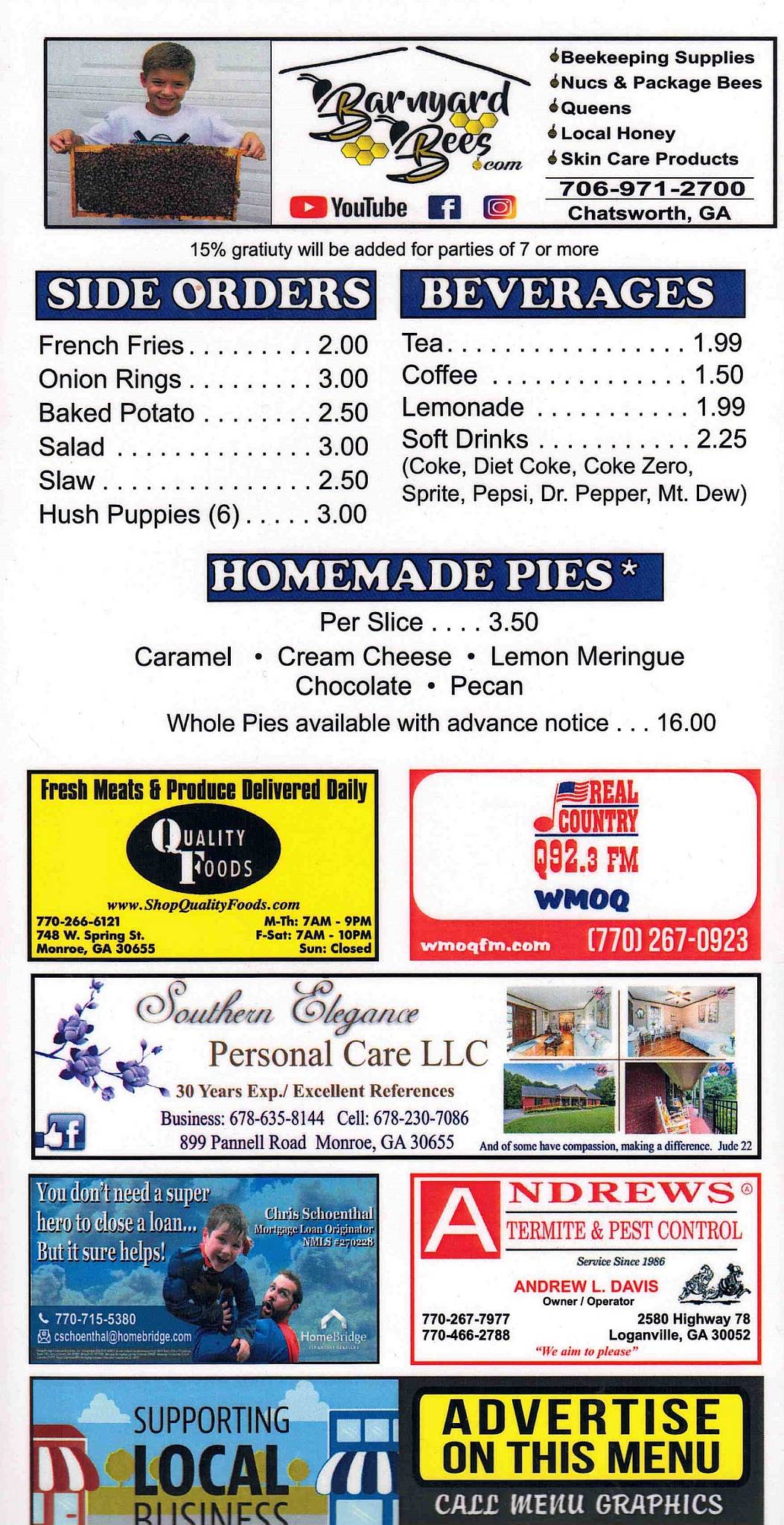 Menu at Campton Restaurant, Monroe, State Hwy 11