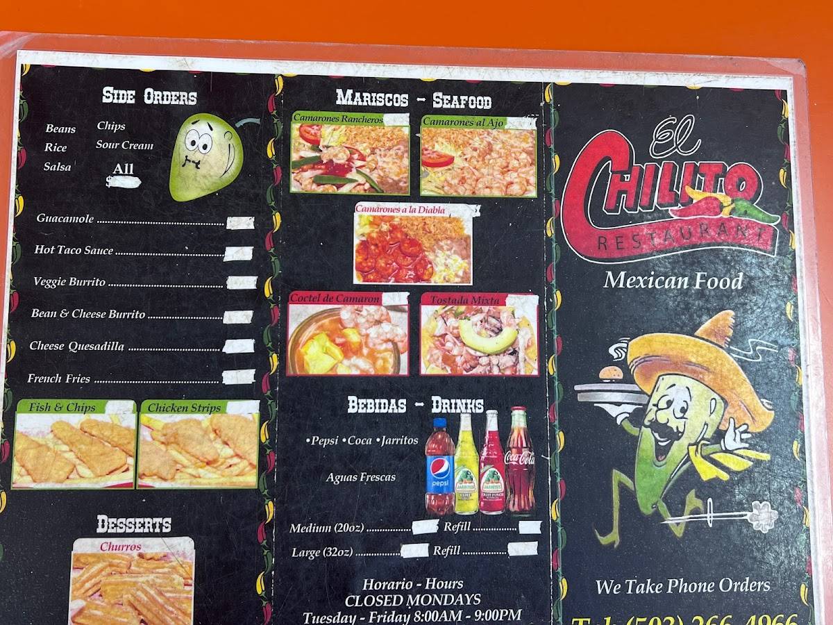 Menu at El Chilito restaurant, Canby, 403 SW 1st Ave