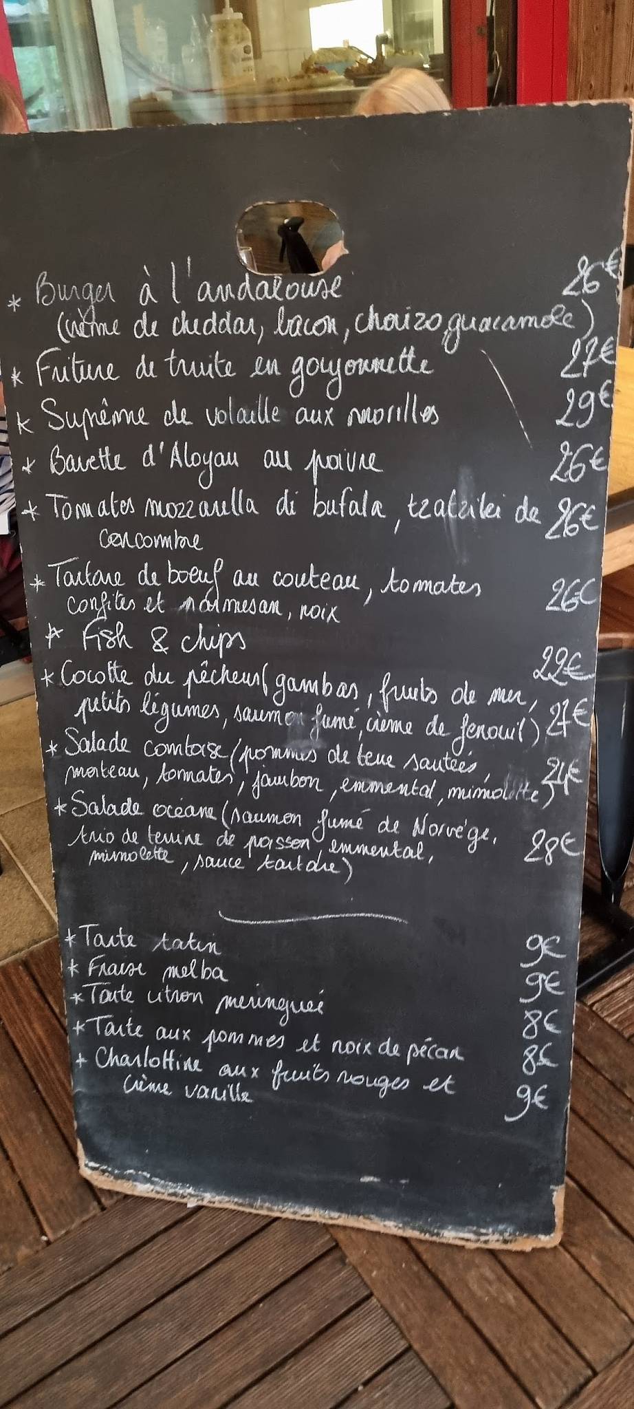 Menu au Canoë Café, Ornans