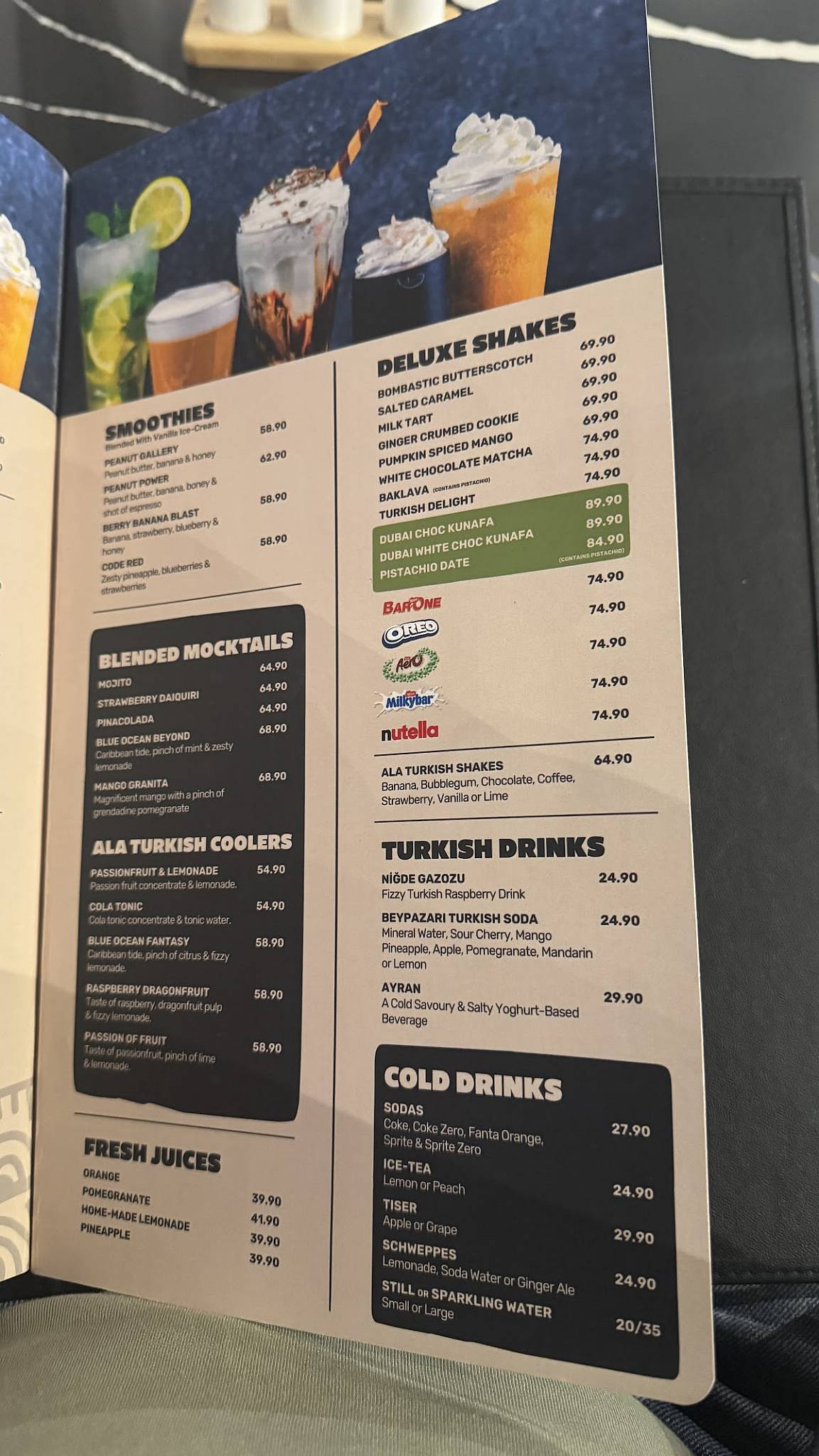 Menu at Ala Turkish Restaurant, Cape Town