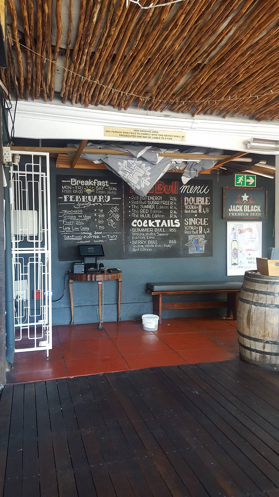Menu at Van Hunks pub & bar, Cape Town