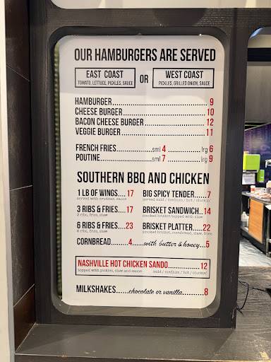 Menu at Capitol Burger restaurant, Ottawa