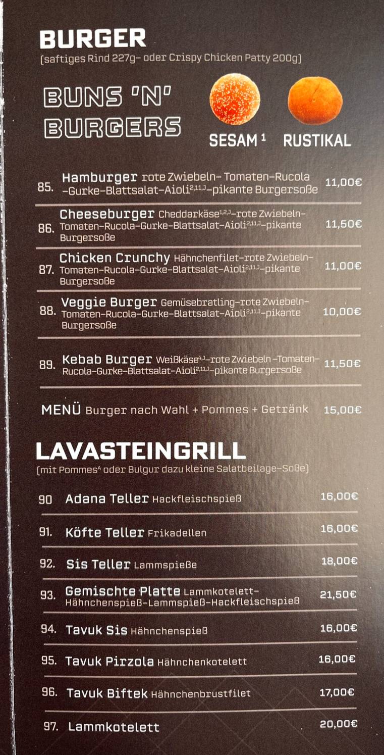 Cappadocia Kebab Haus Menu