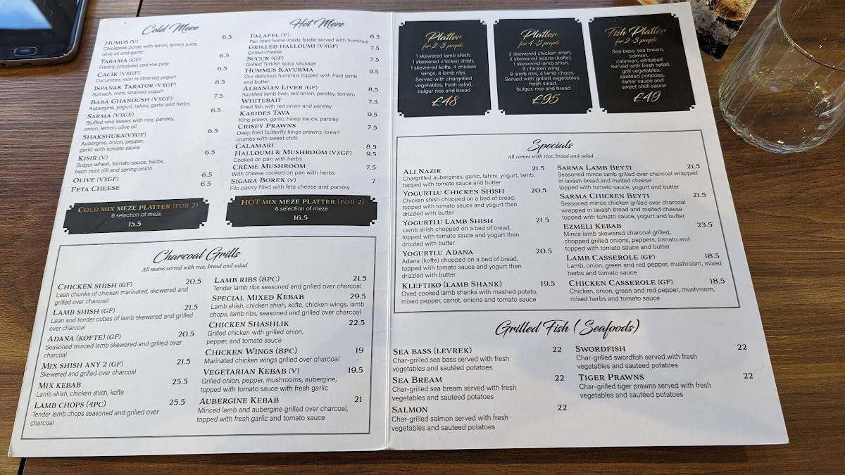 Menu at Cappadocia Restaurant, Diss