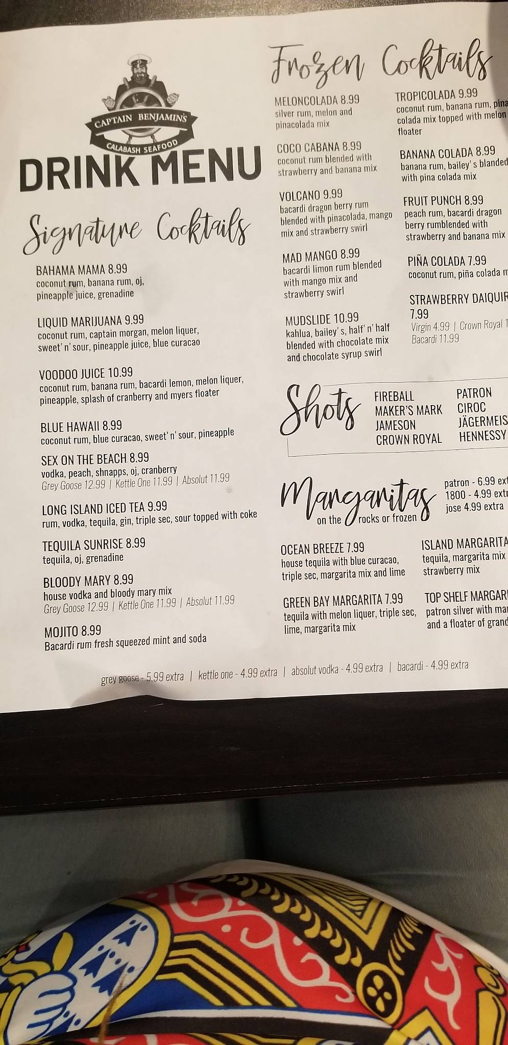 Menu at Captain Benjamin's Calabash Seafood Buffet restaurant, Myrtle ...