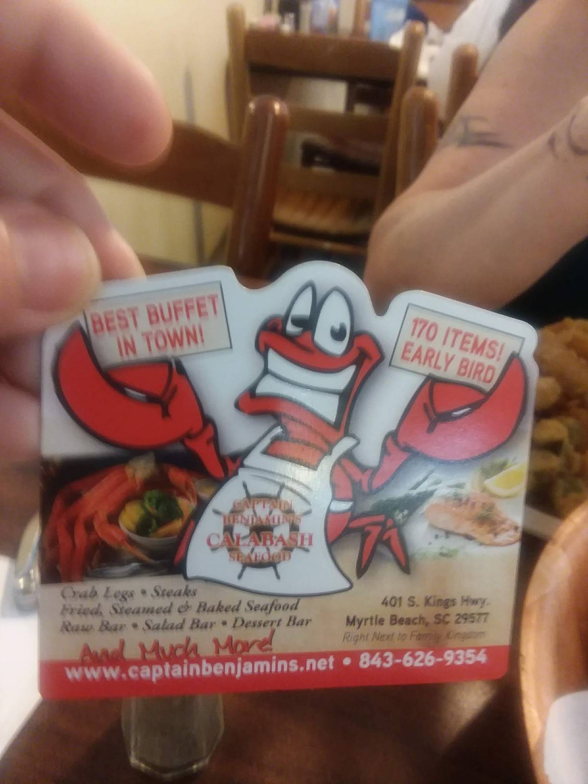 Menu at Captain Benjamin's Calabash Seafood Buffet restaurant, Myrtle ...