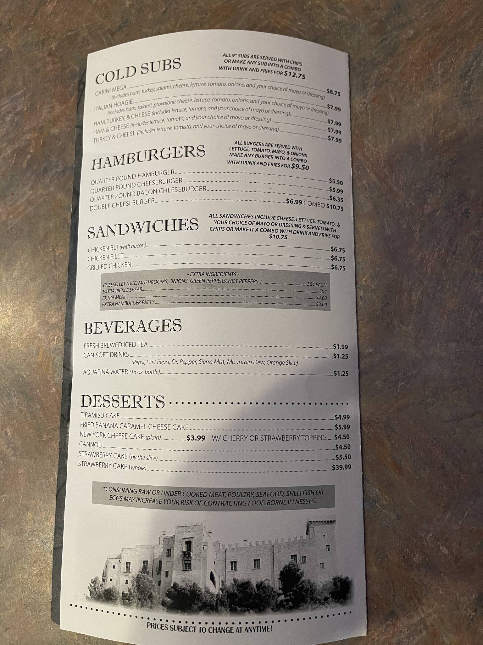 Menu at Carini's Express Italian Food pizzeria, Danville