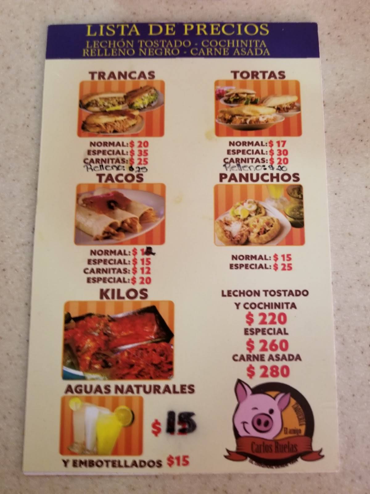 Menu at Carlos Josué Ruelas Caamal restaurant, Campeche, Avenida López ...