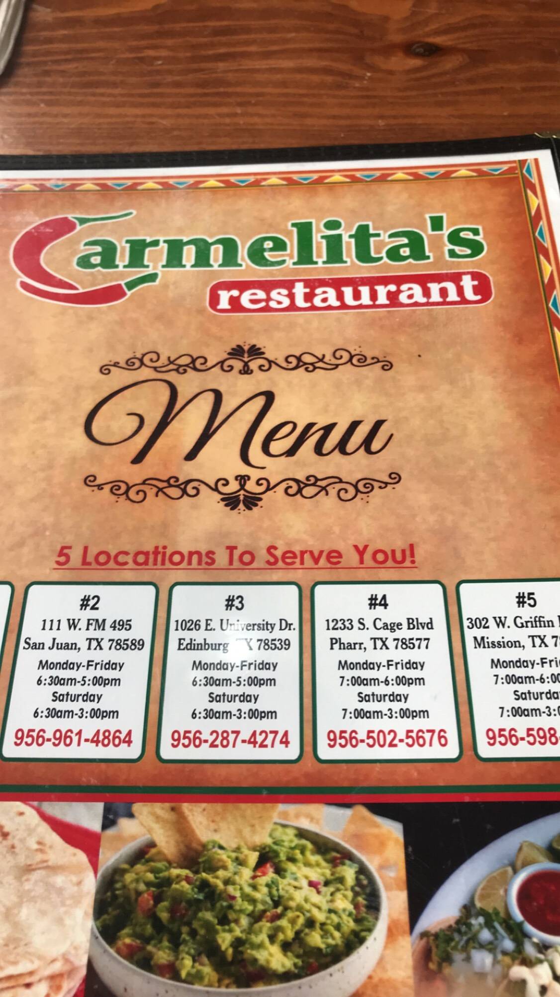 Menu at Carmelita's Restaurant Mission, Mission