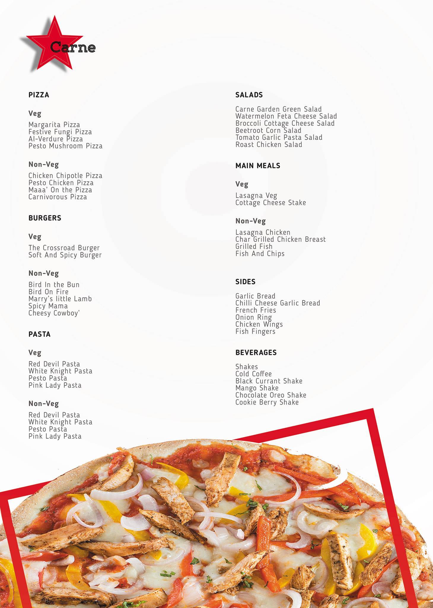 Menu at Carne, Gurugram, Khasra No. 506