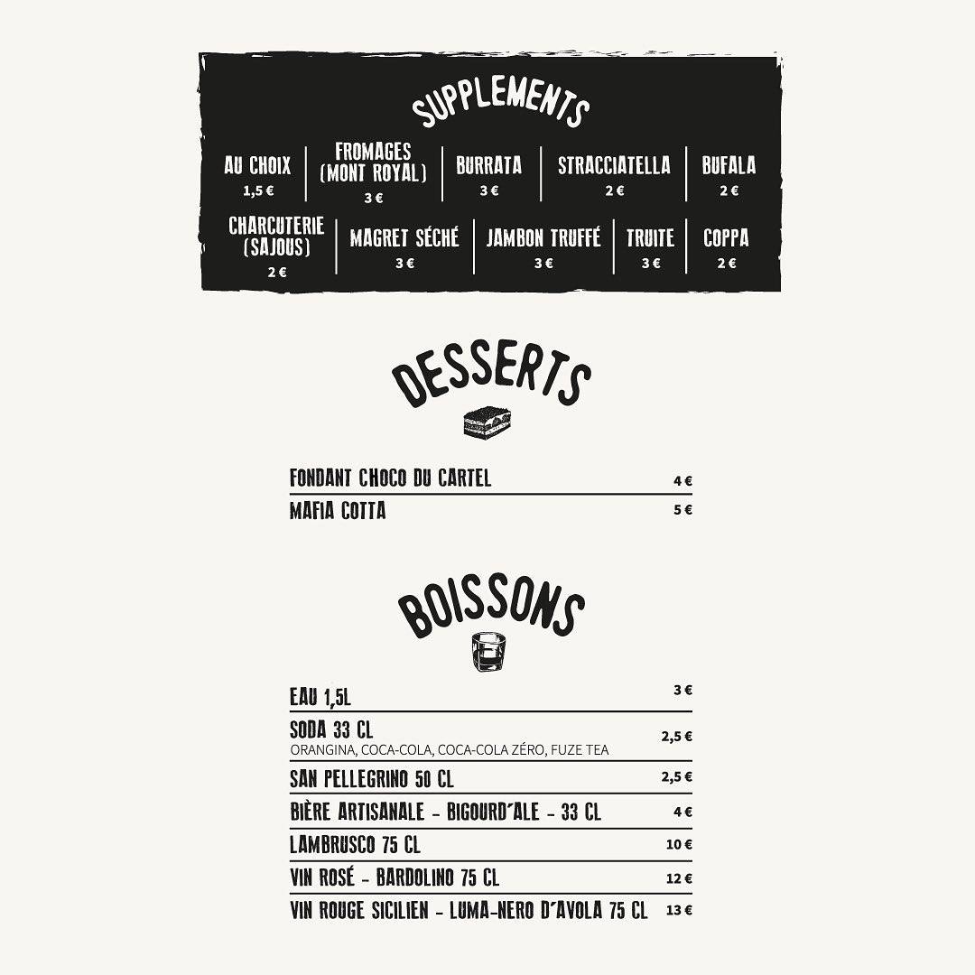 Menu au Cartel di Nonne - Pizzeria, Tarbes