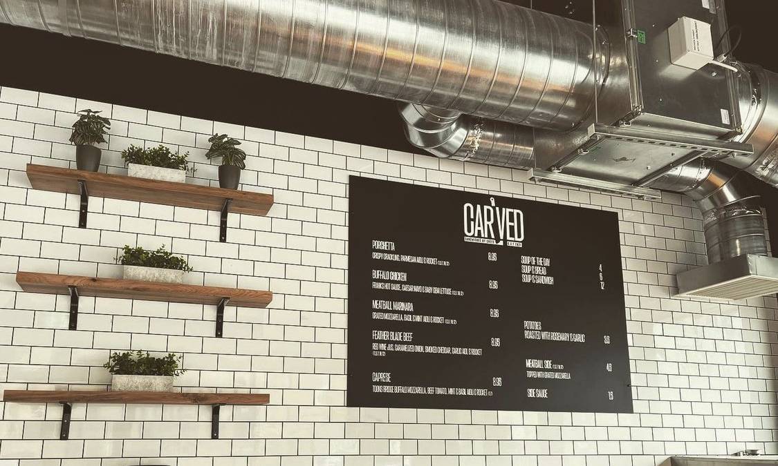 Menu at Carved Grand Canal cafe, Dublin
