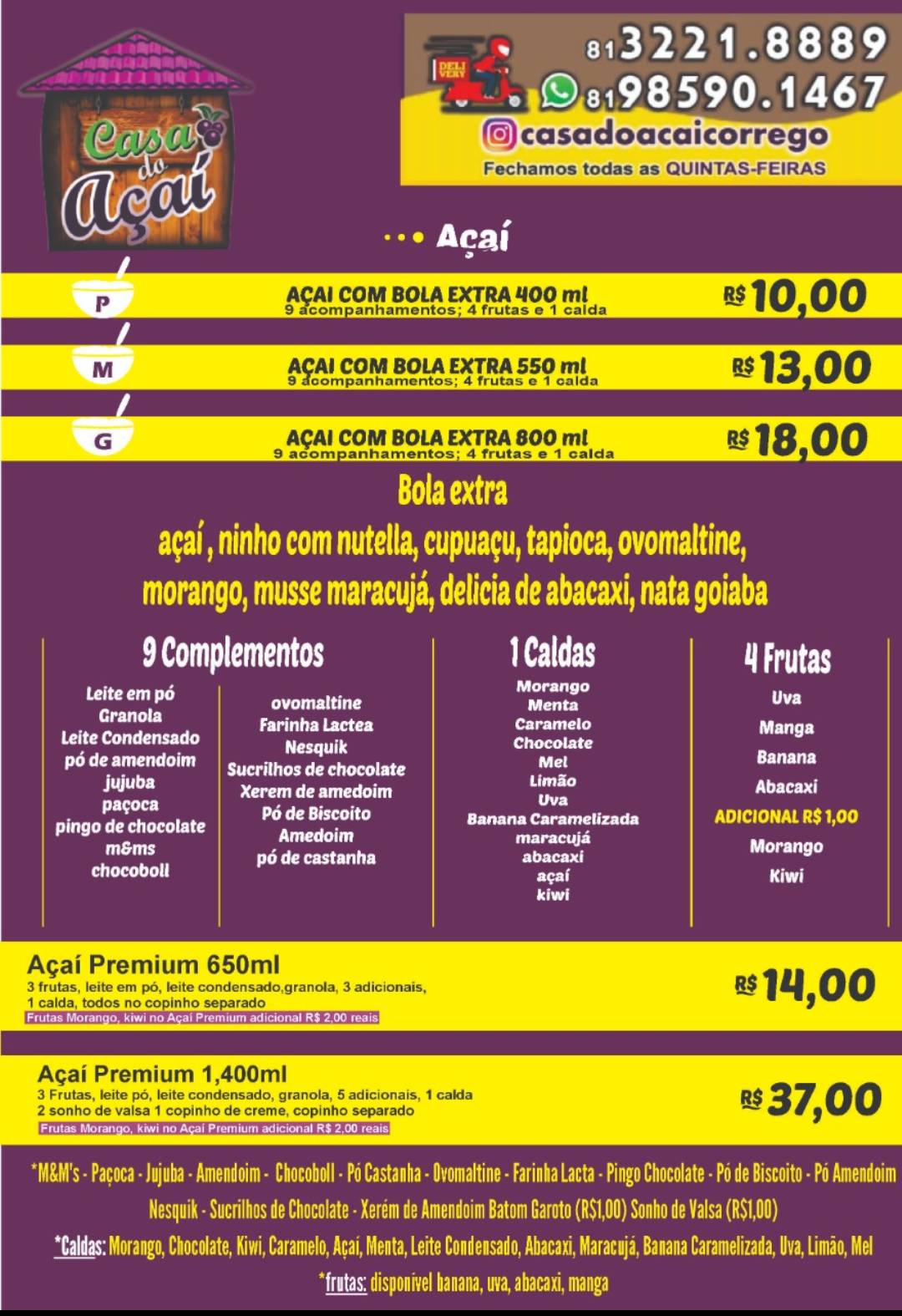Menu em Casa Do Açaí pub & Bar, Recife, R. Popular