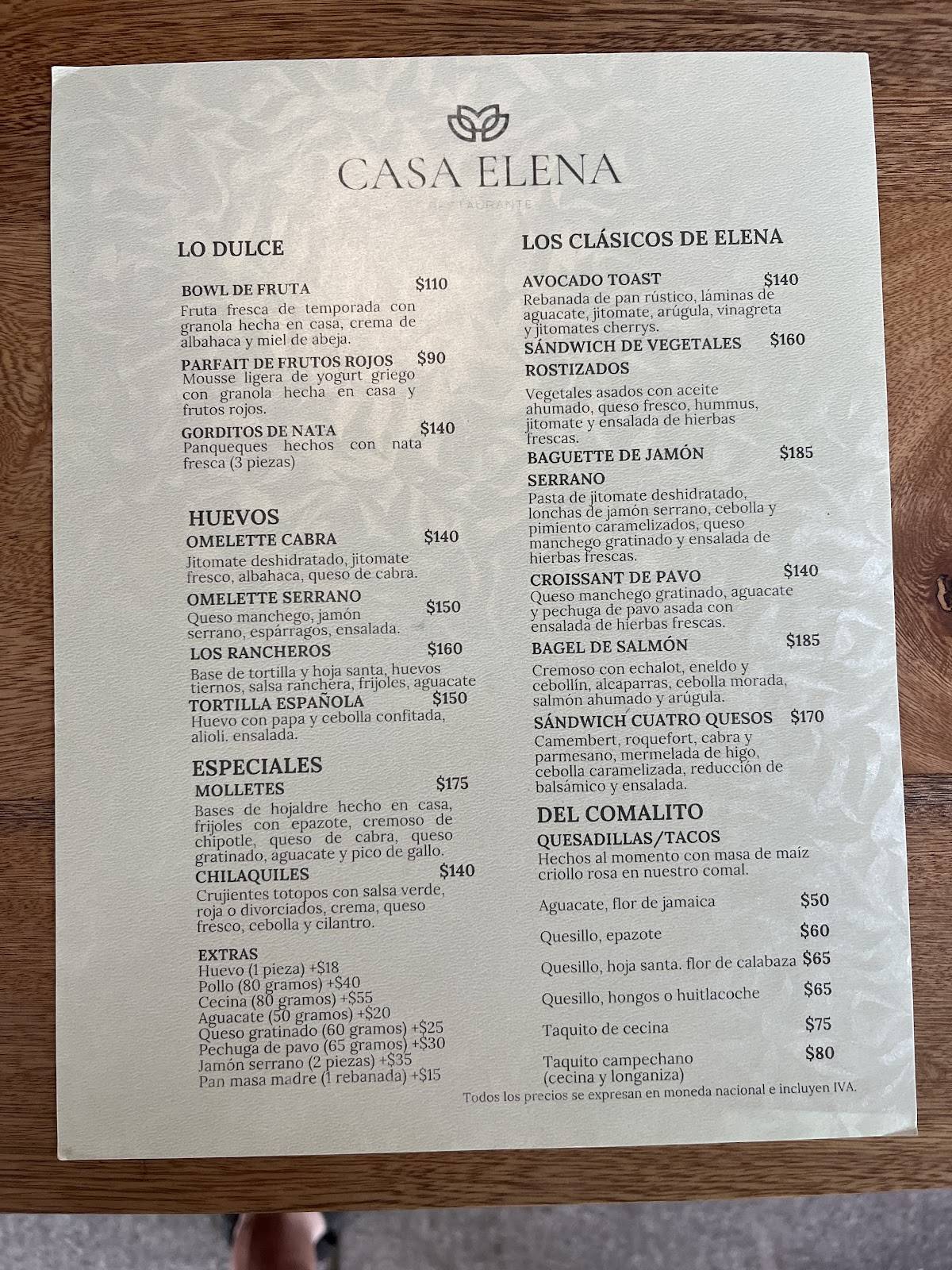 Menu at Casa Elena Restaurante, Naucalpan