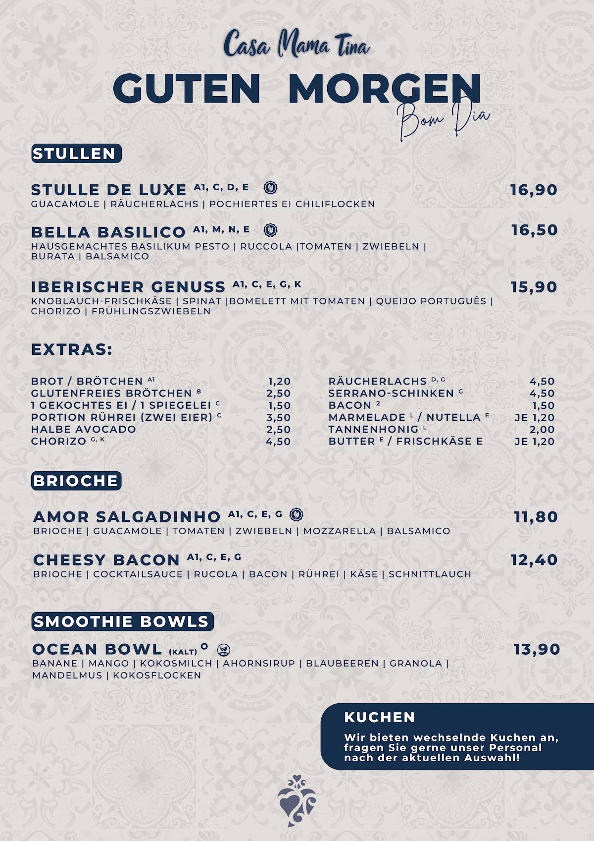 Carta del café Casa Mama Tina, Ettlingen