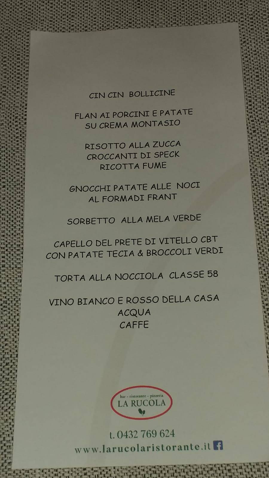 Menu da Ristorante La Rucola, Castions di Strada
