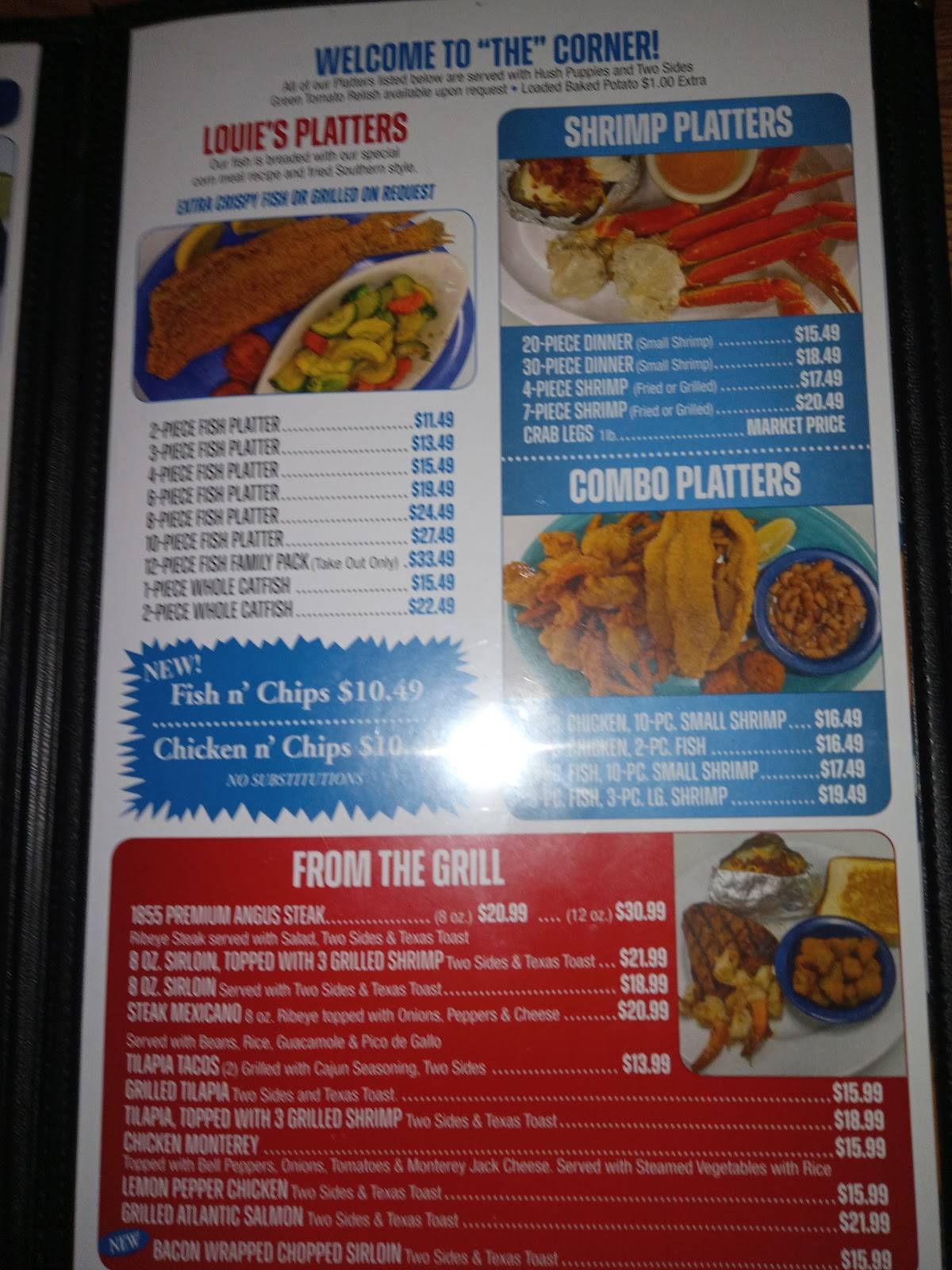 Menu at Catfish Corner restaurant, Ardmore