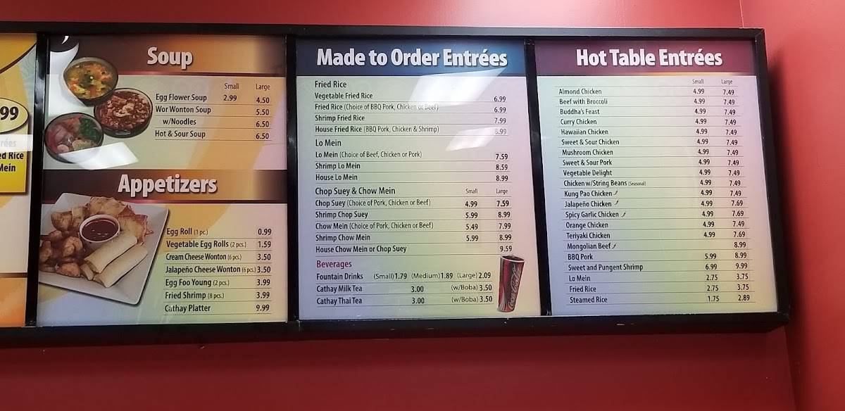 Menu at Cathay Chinese Food restaurant, Menifee, Antelope Rd