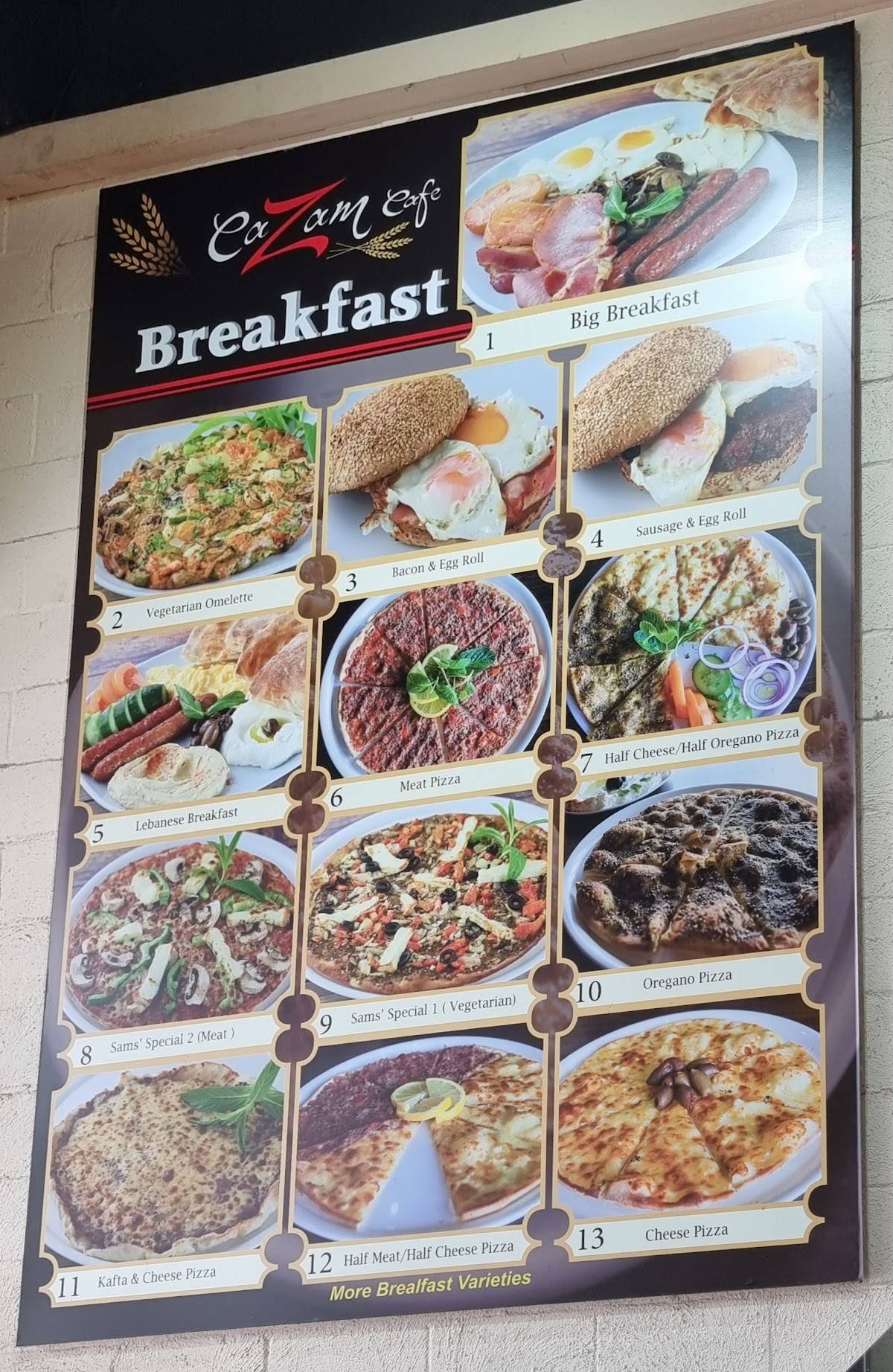 Menu at Cazam Cafe Campsie, Campsie