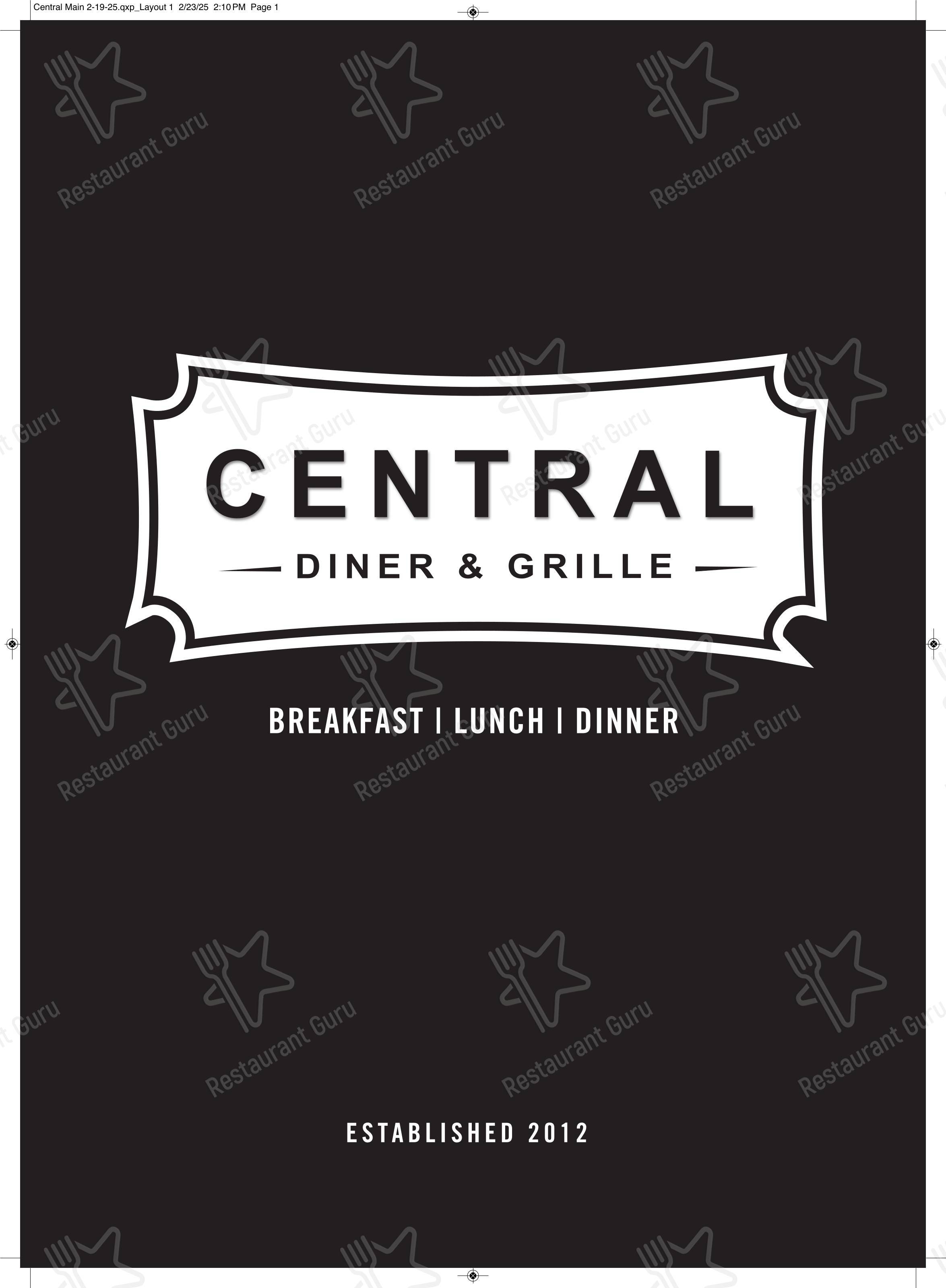 Menu at Central Diner & Grille restaurant, Pittsburgh