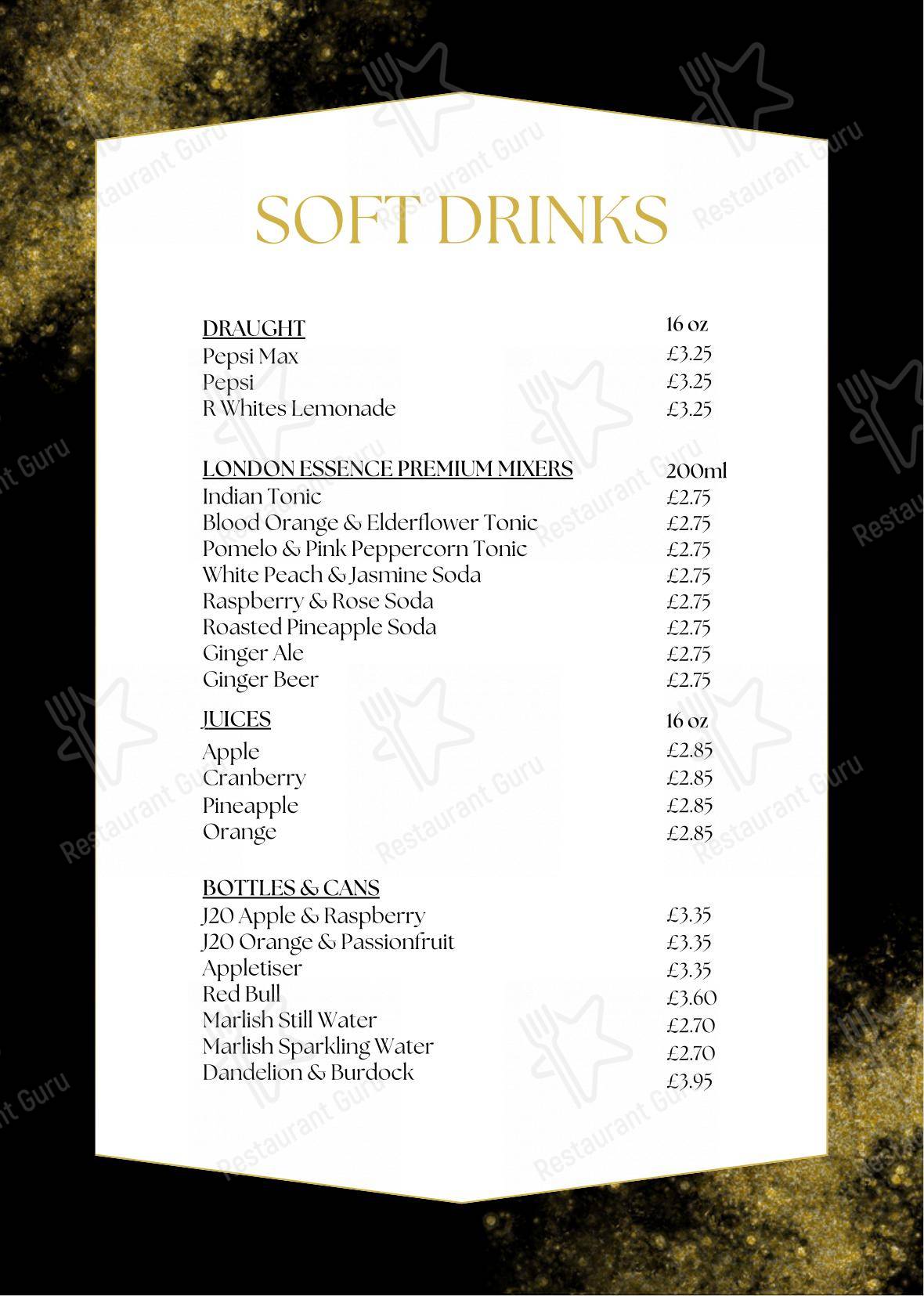 Menu at Central Park restaurant, Middlesbrough