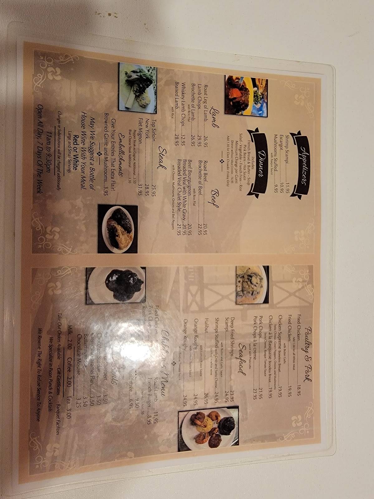 Menu at Chalet Basque Restaurant, Bakersfield, 200 Oak St