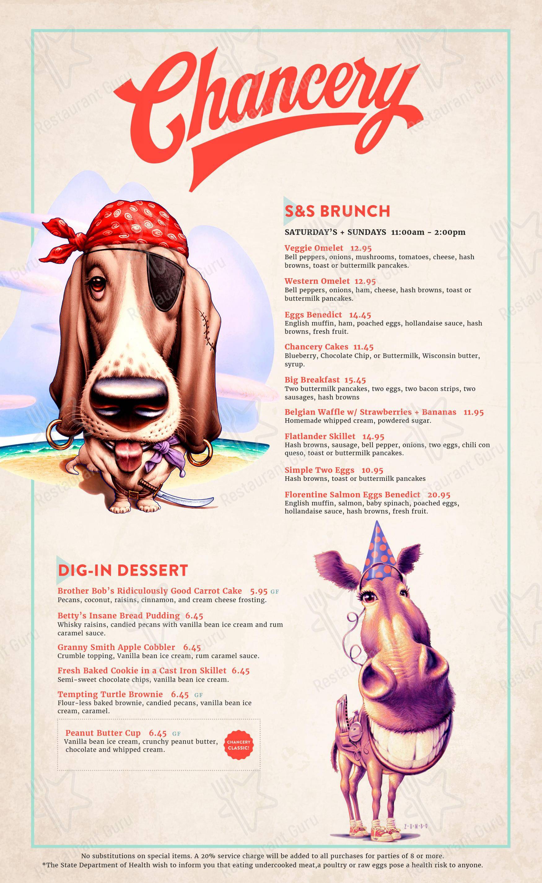 Menu at Chancery Restaurant & Pub, Mequon, N Port Washington Rd