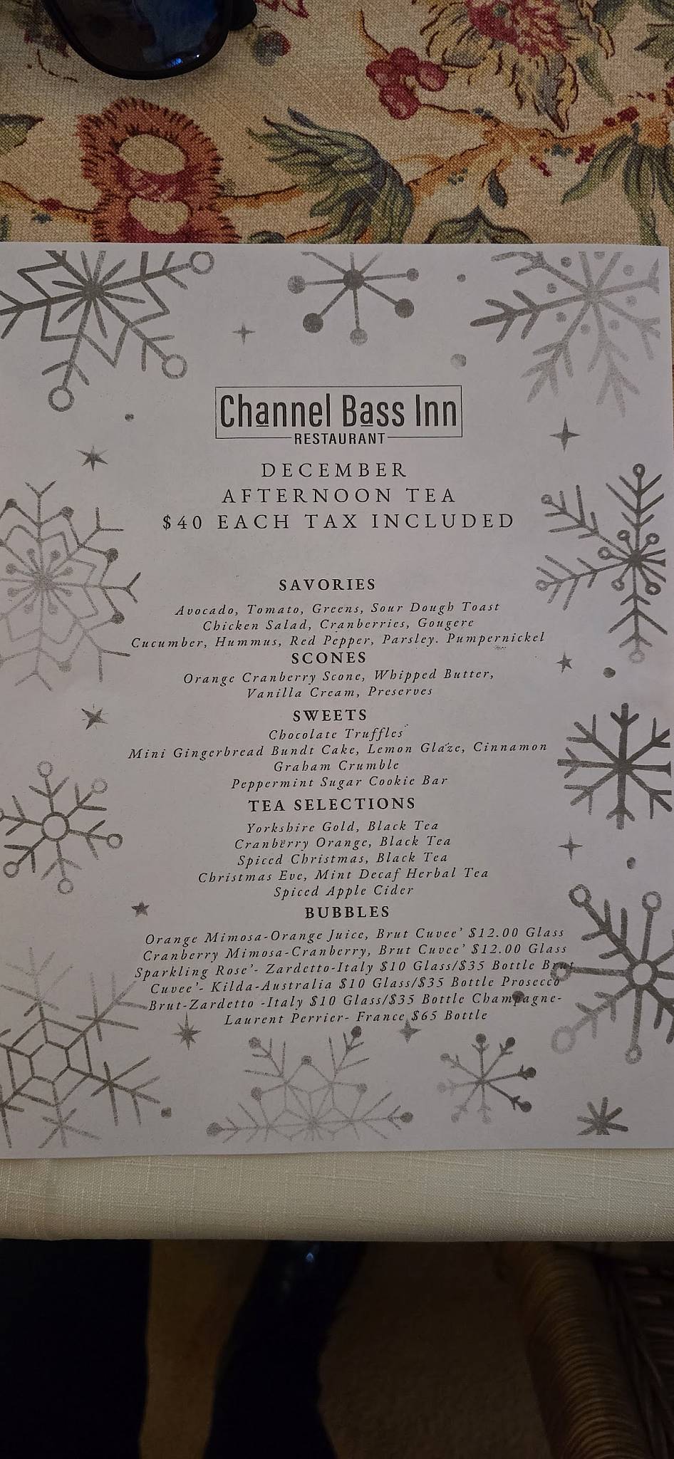 Menu at Channel Bass Inn and Restaurant, Chincoteague Island