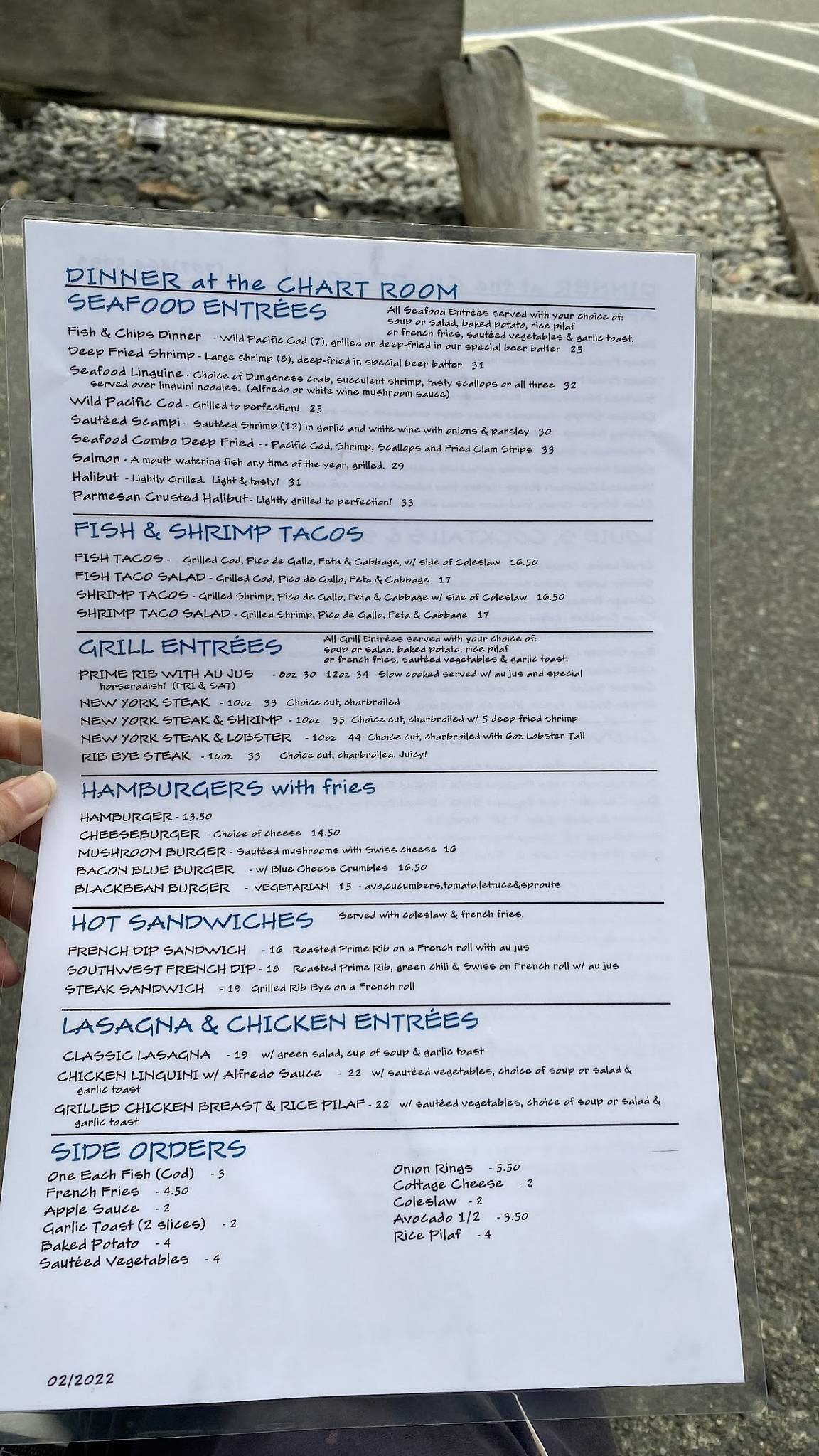 Menu at Chart Room Restaurant, Crescent City