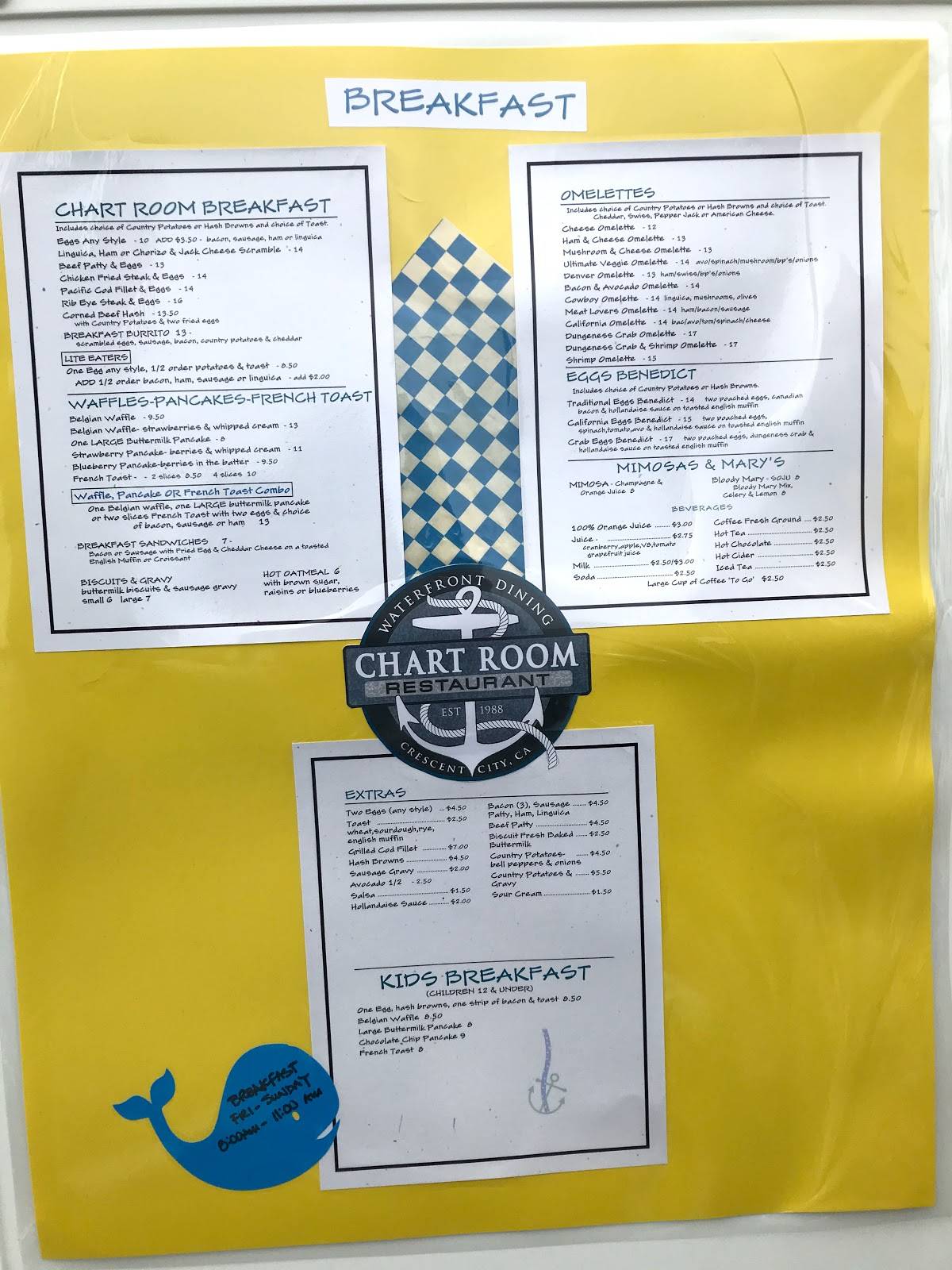 Menu at Chart Room Restaurant, Crescent City
