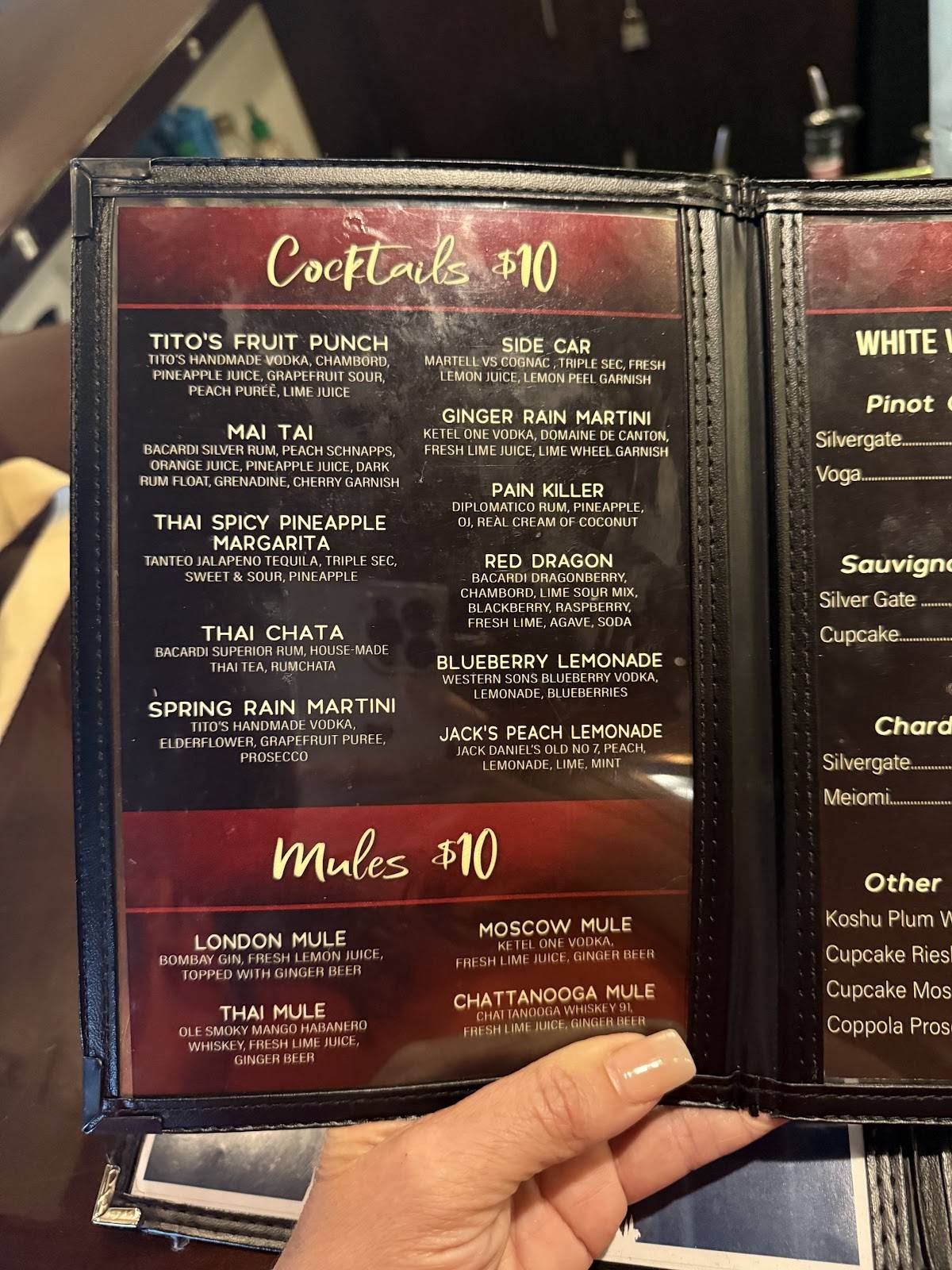 Menu at Rain Thai Bistro restaurant, Chattanooga
